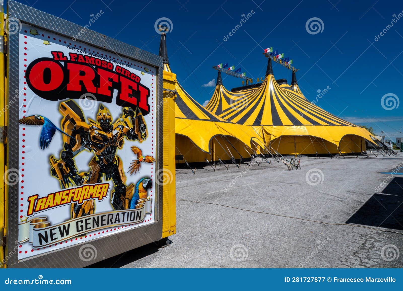 Tent of the Rinaldo Orfei Circus in the Square of Cuneo. Italy ...