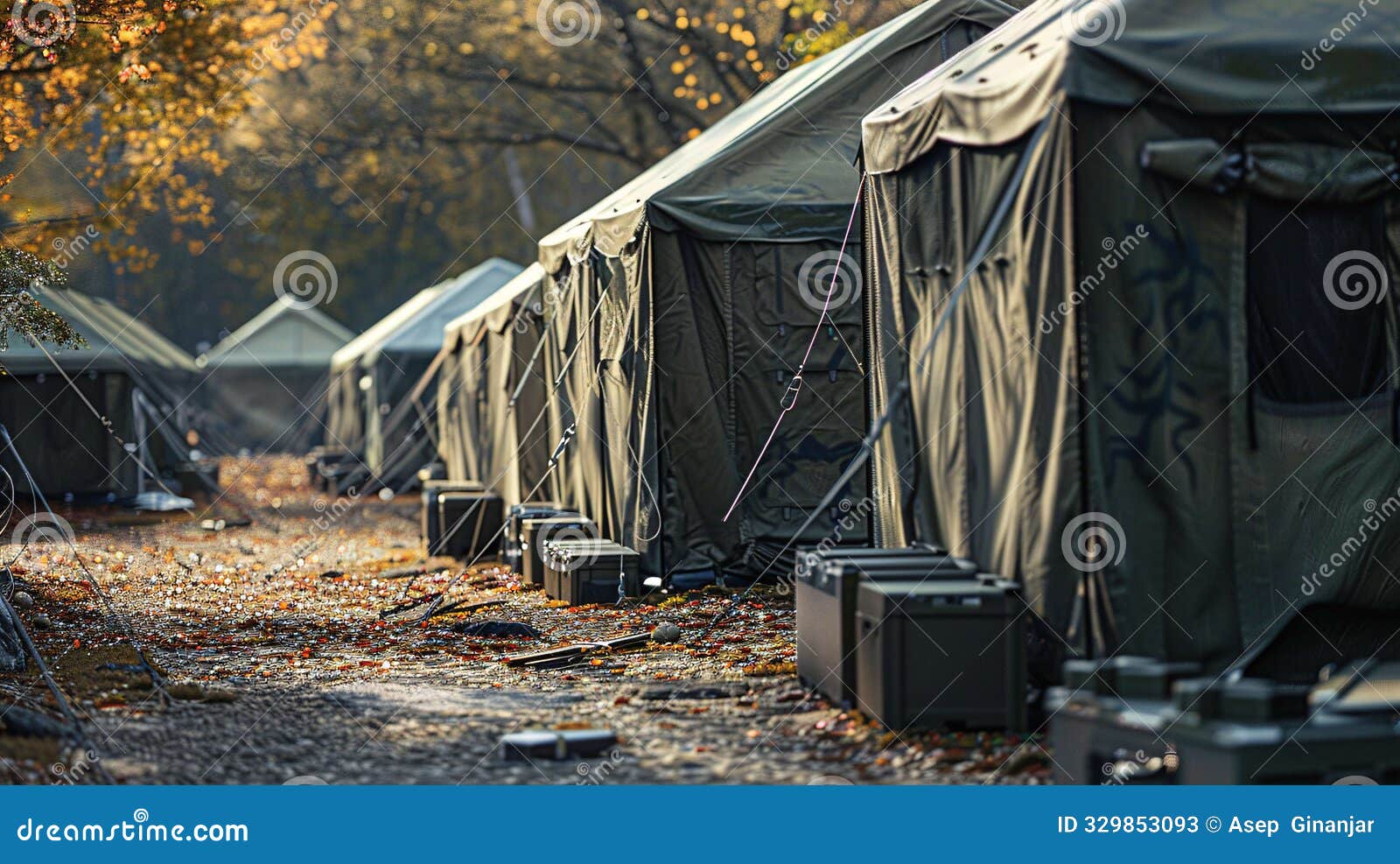 Tent Setup and Logistics in Military Camp Stock Illustration ...