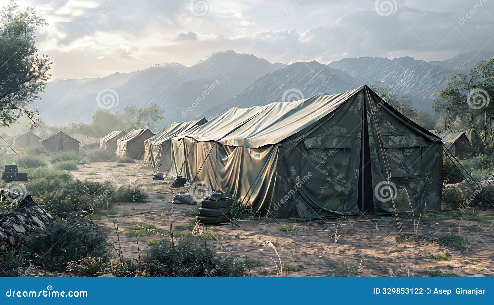 Tent Setup And Logistics In Military Camp Stock Photography ...