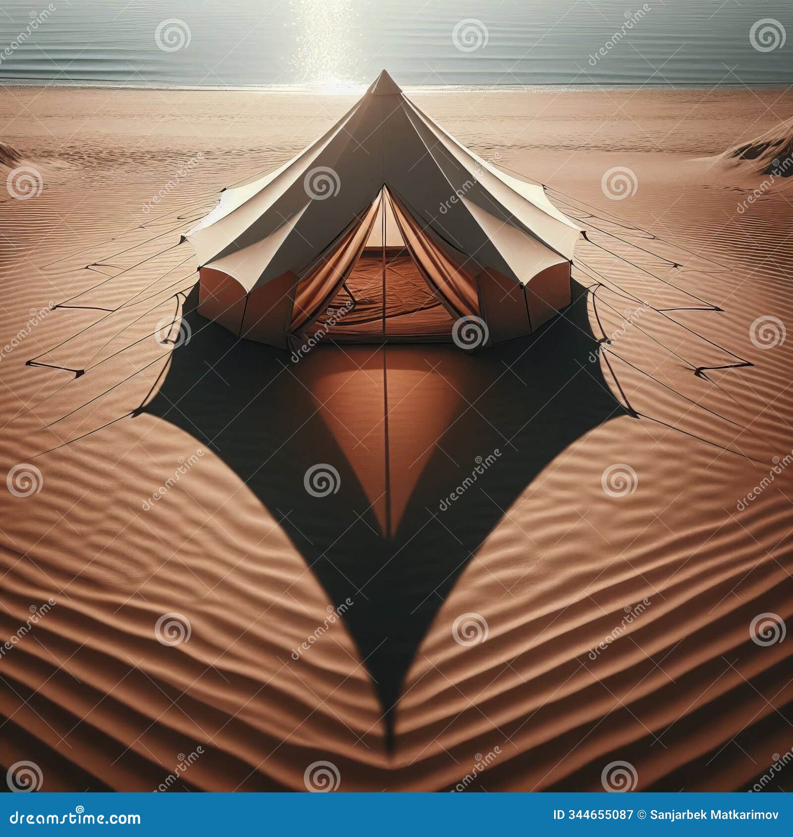 Tent Shadow on a Beach the Triangular Form of a Beach Tent on Sa Stock ...