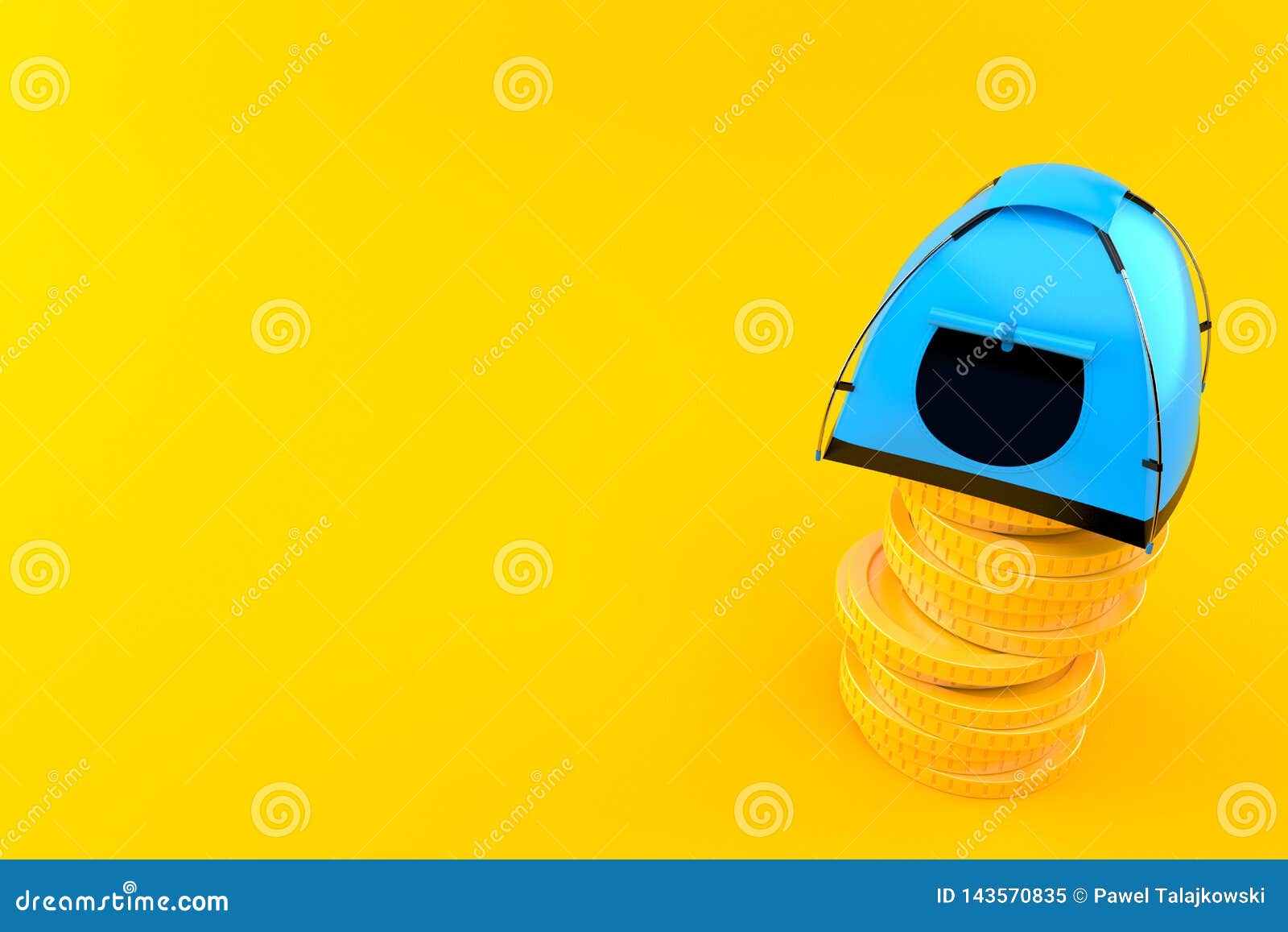 Tent with stack of coins stock illustration. Illustration of relaxation ...