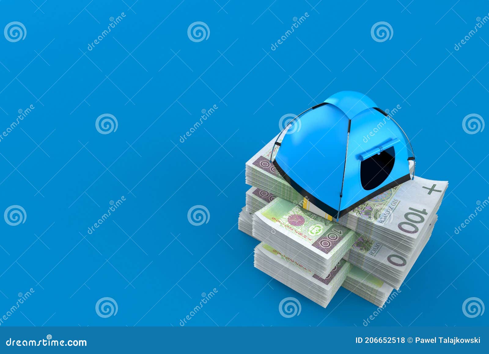 Tent on stack of money stock illustration. Illustration of background ...