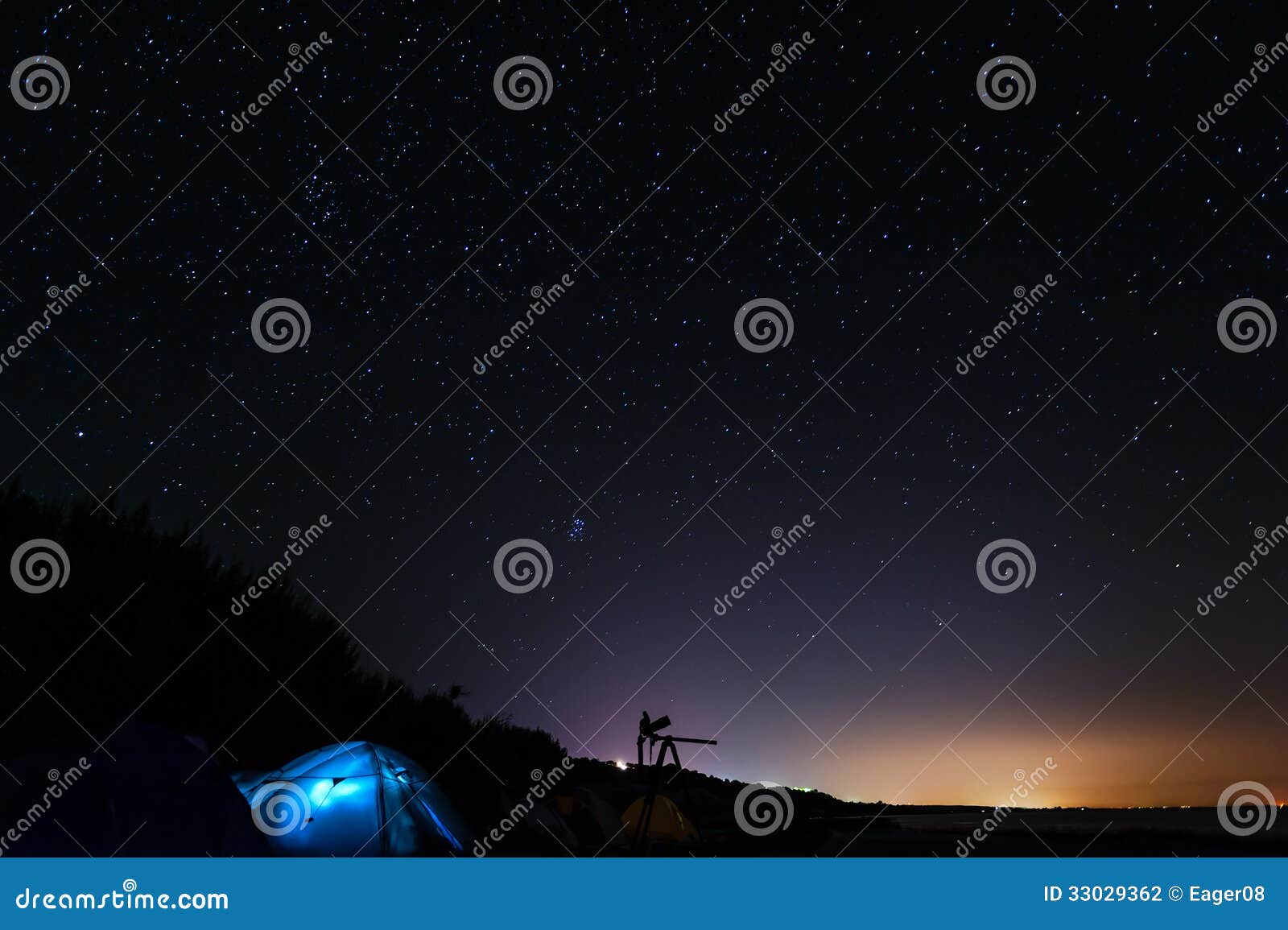 Tent under Stars stock photo. Image of holiday, travel - 33029362