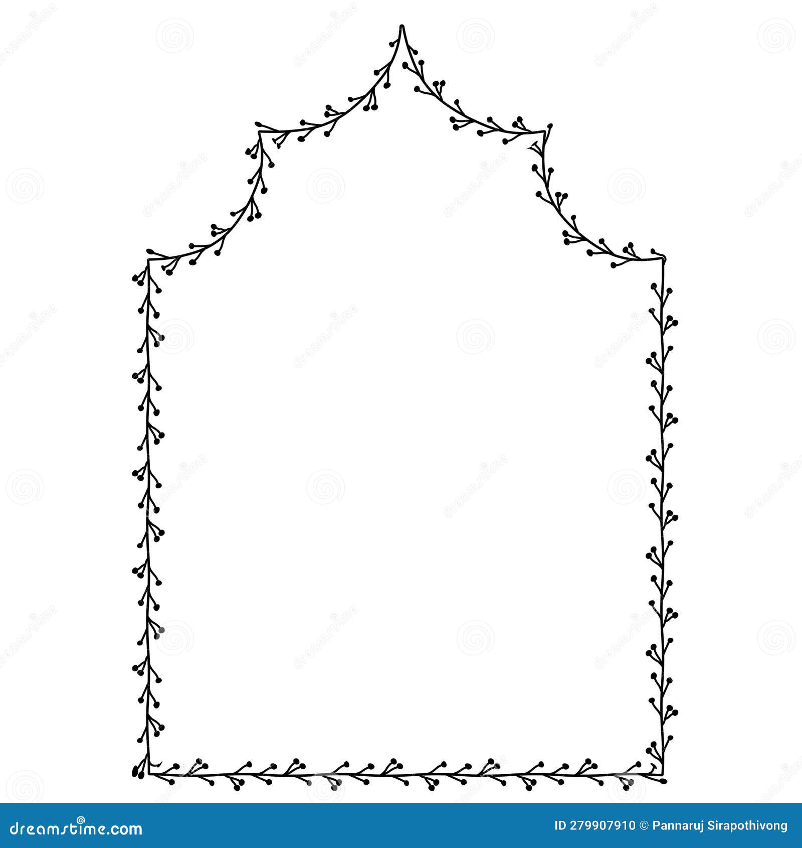 Tented Arch Leaf Rectangular Frame Architectural Window Door Ornate ...