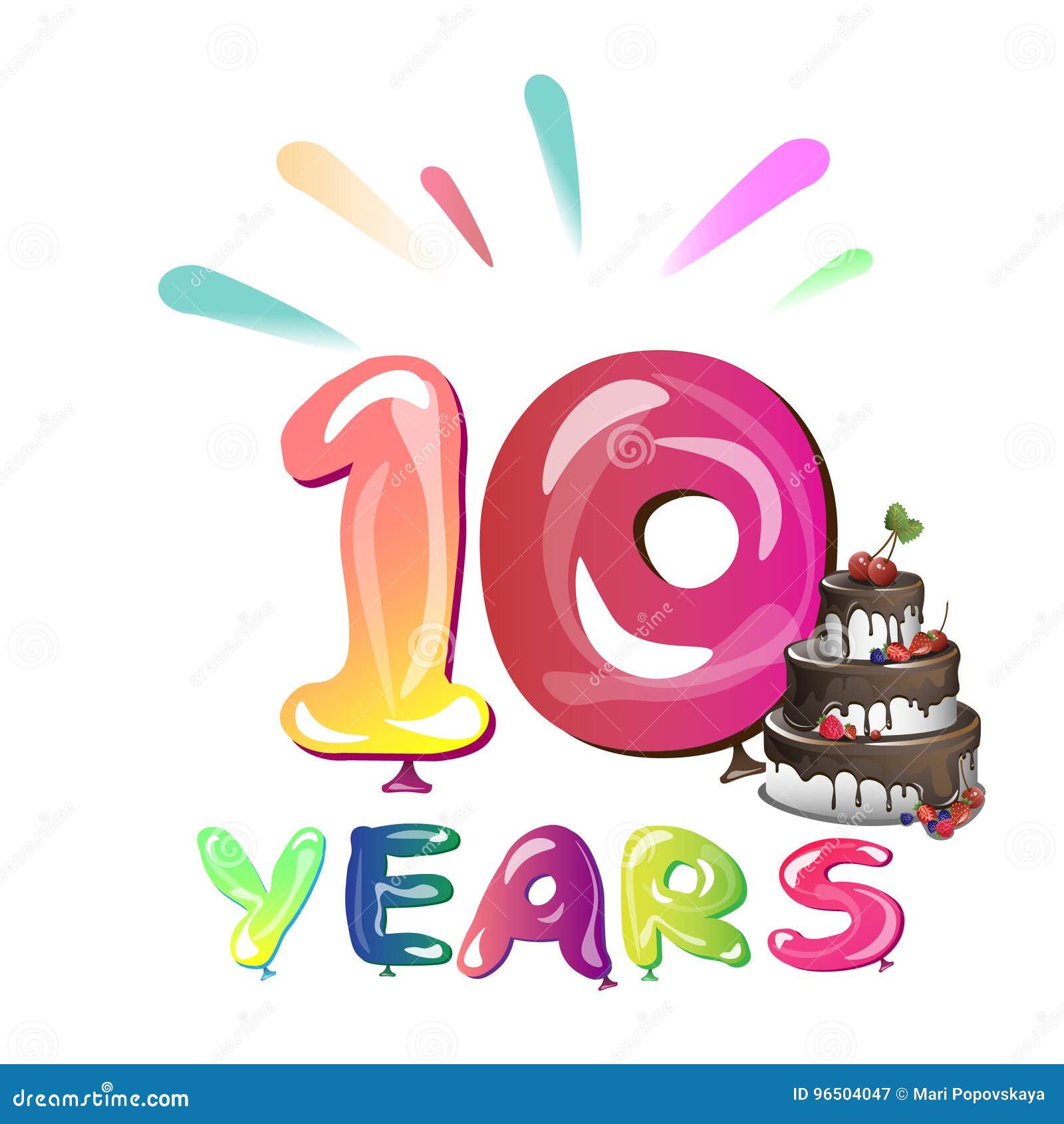 The tenth anniversary. stock vector. Illustration of birthday - 96504047