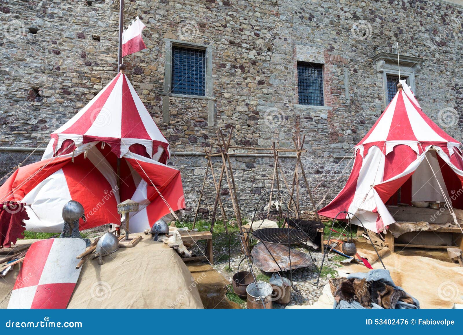 Tents of ancient warriors stock photo. Image of landmark - 53402476