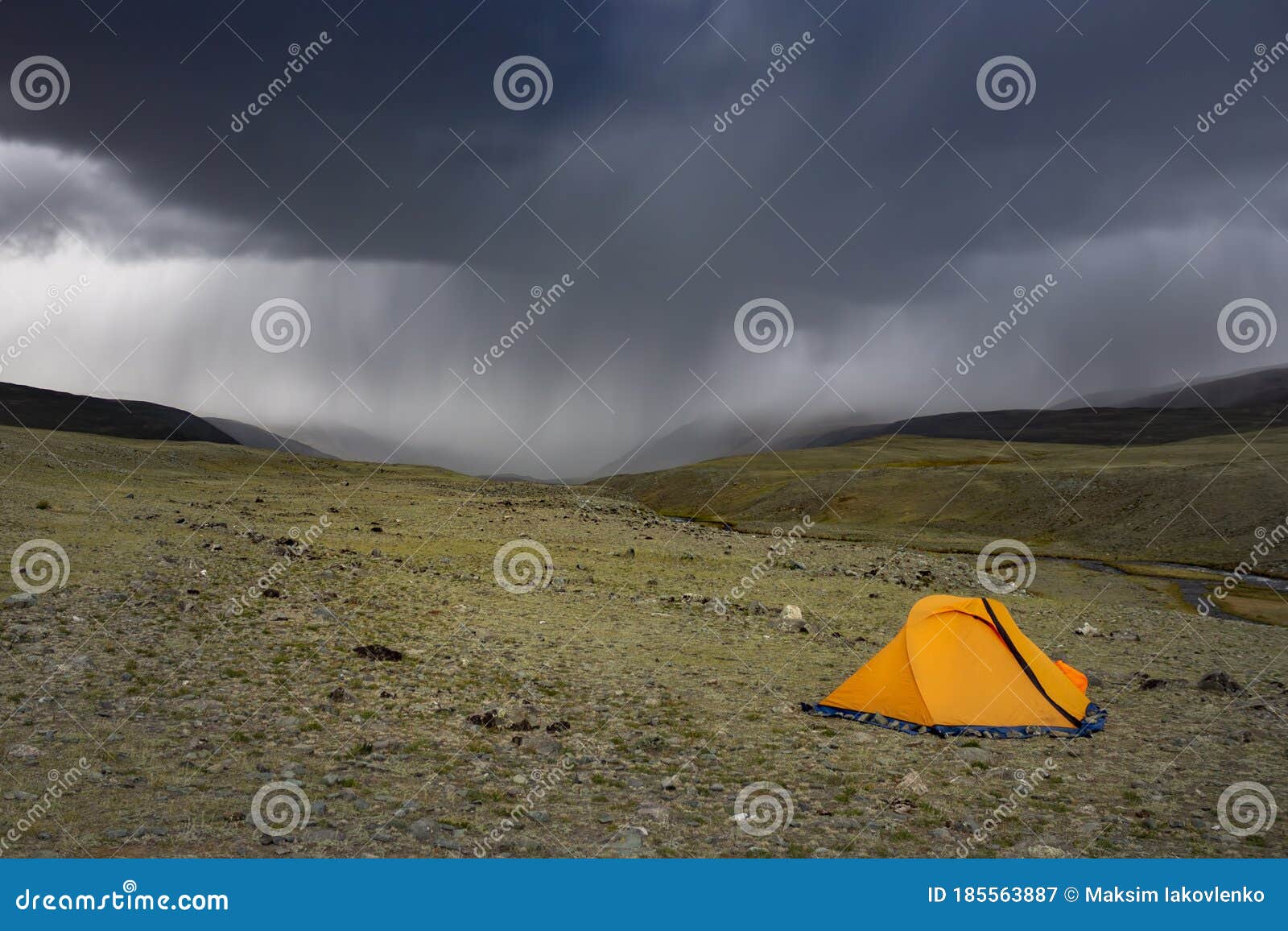 Tents in the Mountains, Bad Weather Stock Image - Image of nature ...