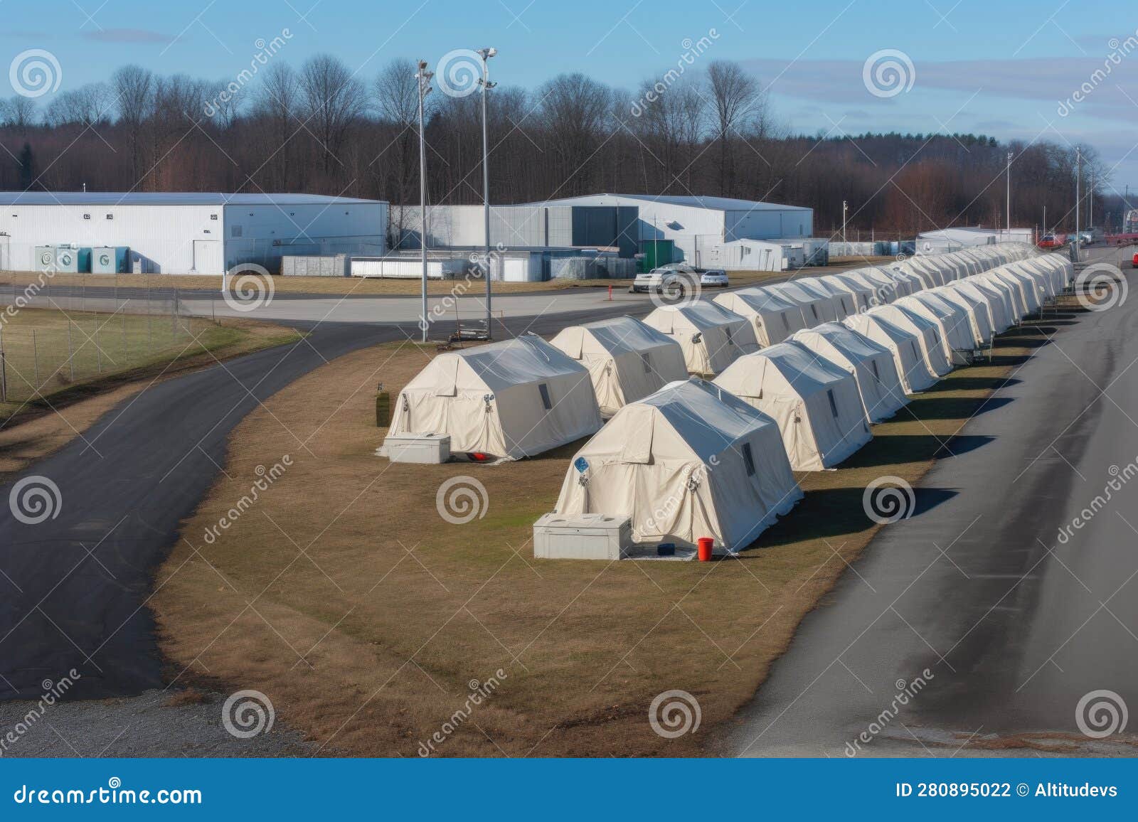 Tents in a Row, Forming Part of a Military Base Stock Illustration ...