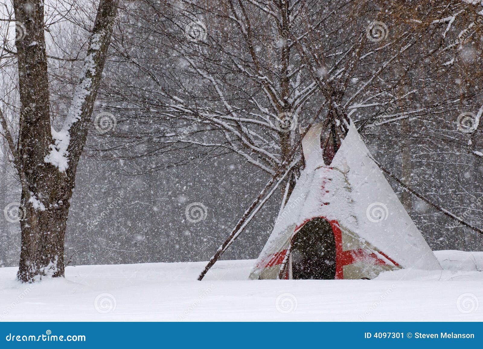 Tepee in the snow stock image. Image of tepee, tent, tree - 4097301