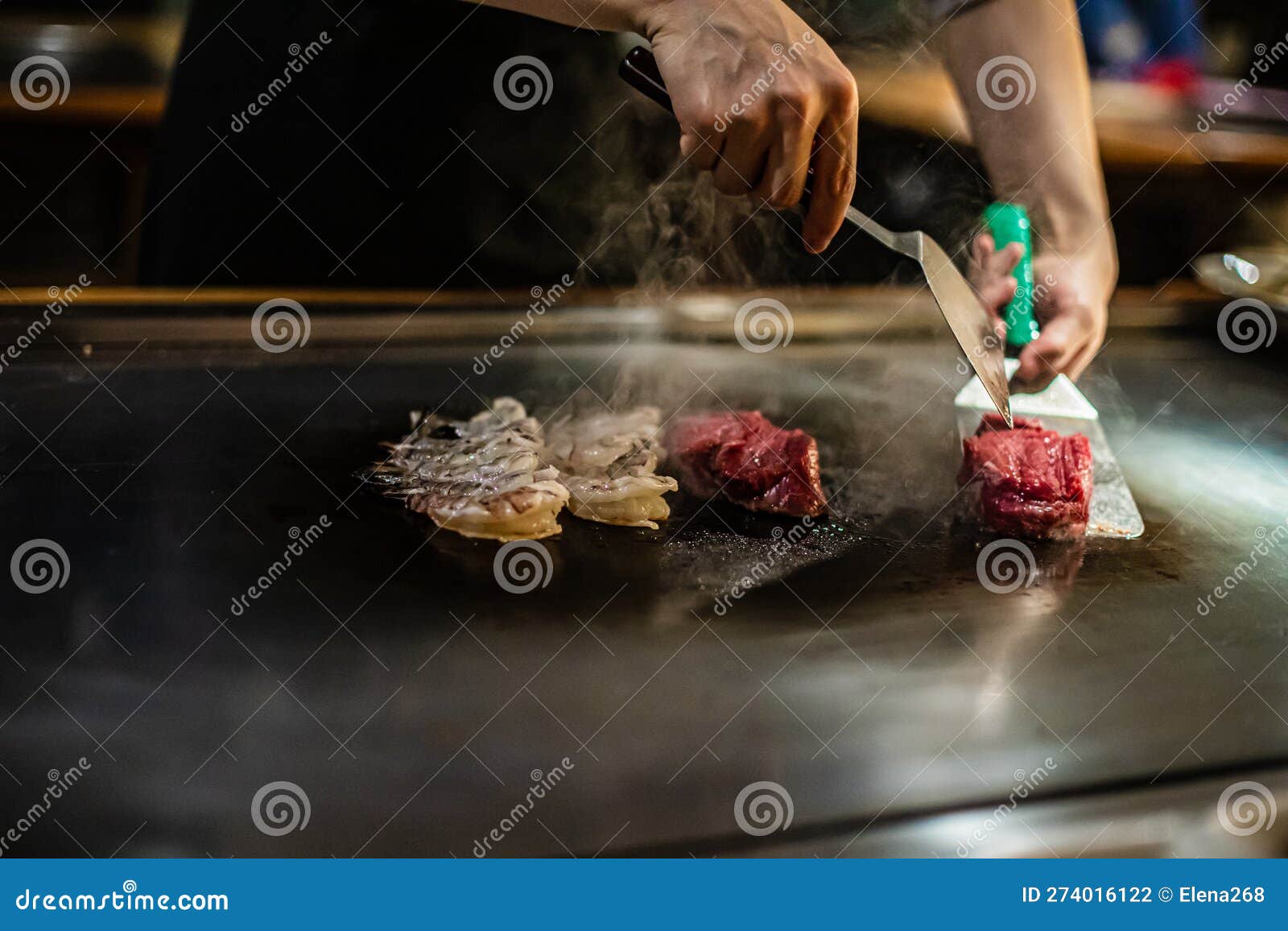 Teppanyaki, Japanese Cooking Stock Photo - Image of kitchen, fried ...