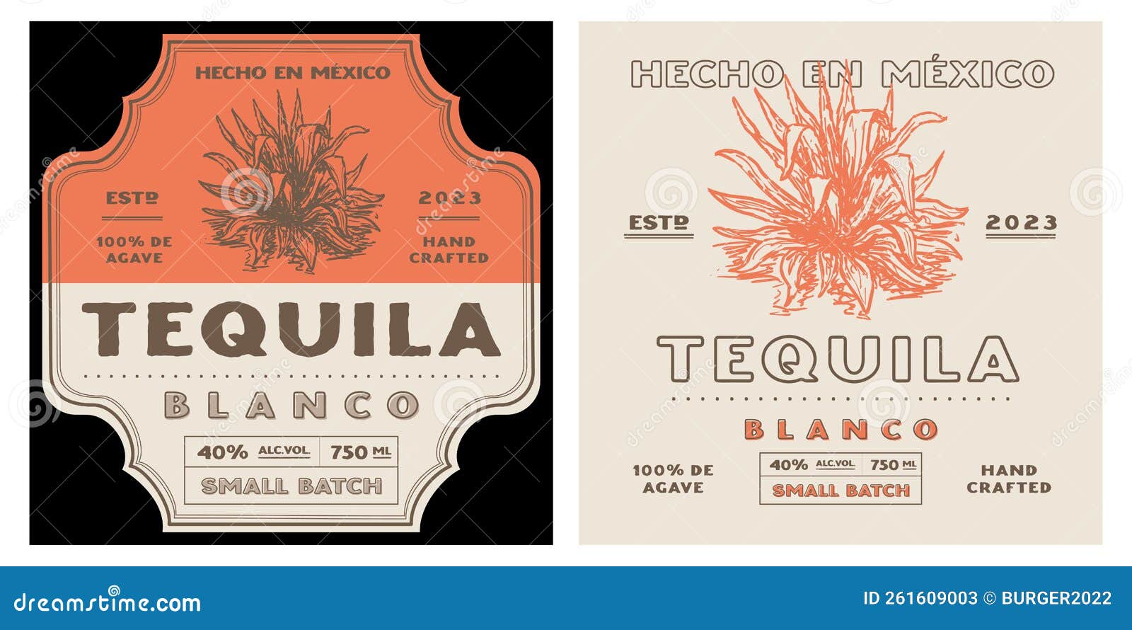 Tequila Alcohol Blanco Bottle Label Retro Rustic Stock Vector ...