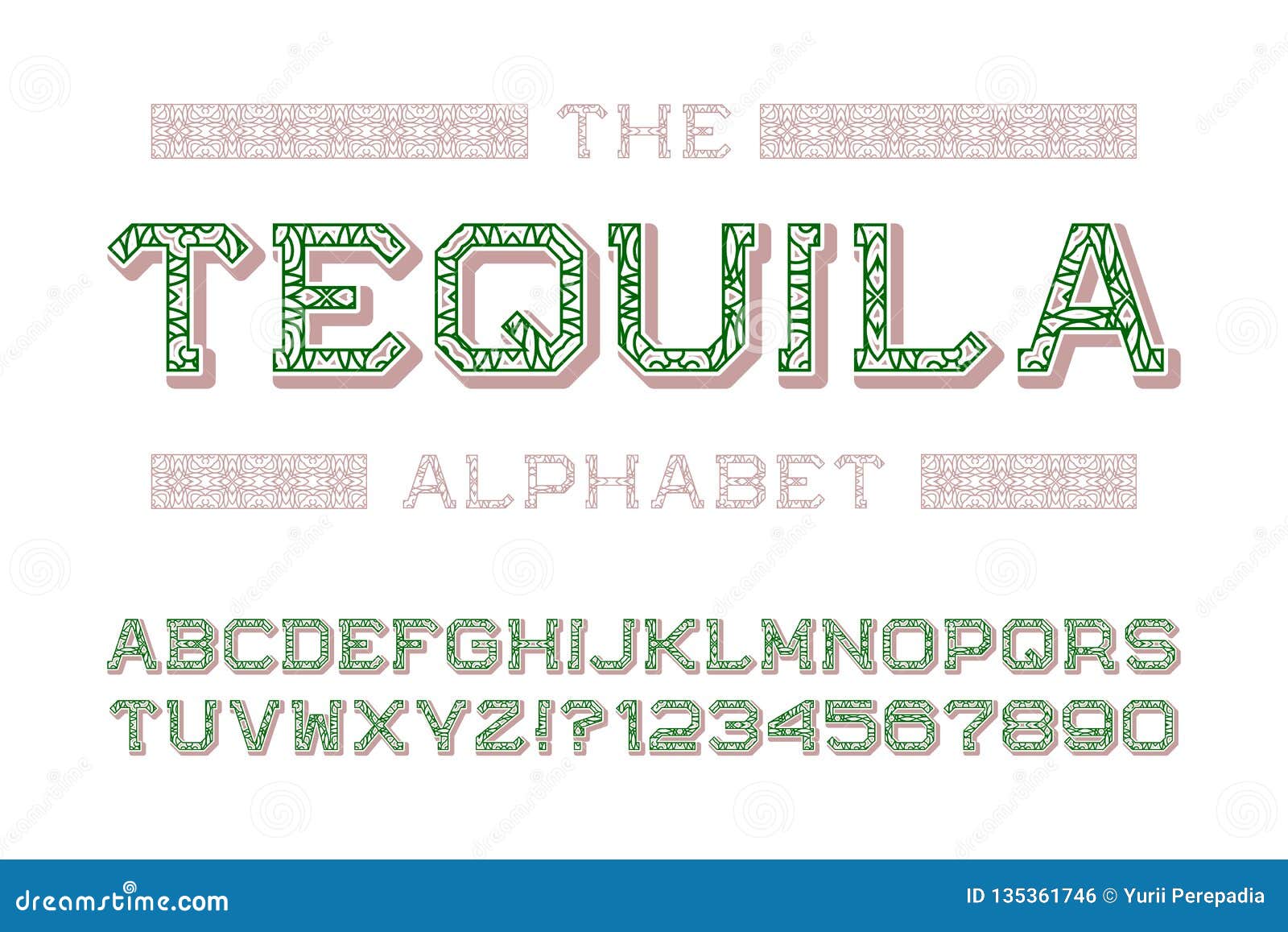 Tequila Alphabet with Numbers in Mexican Retro Style Stock Vector ...