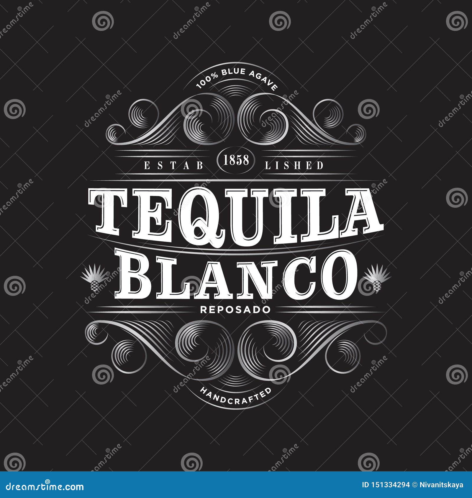 Tequila Blanco Logo. Tequila Blanco Label. Premium Packaging Design ...