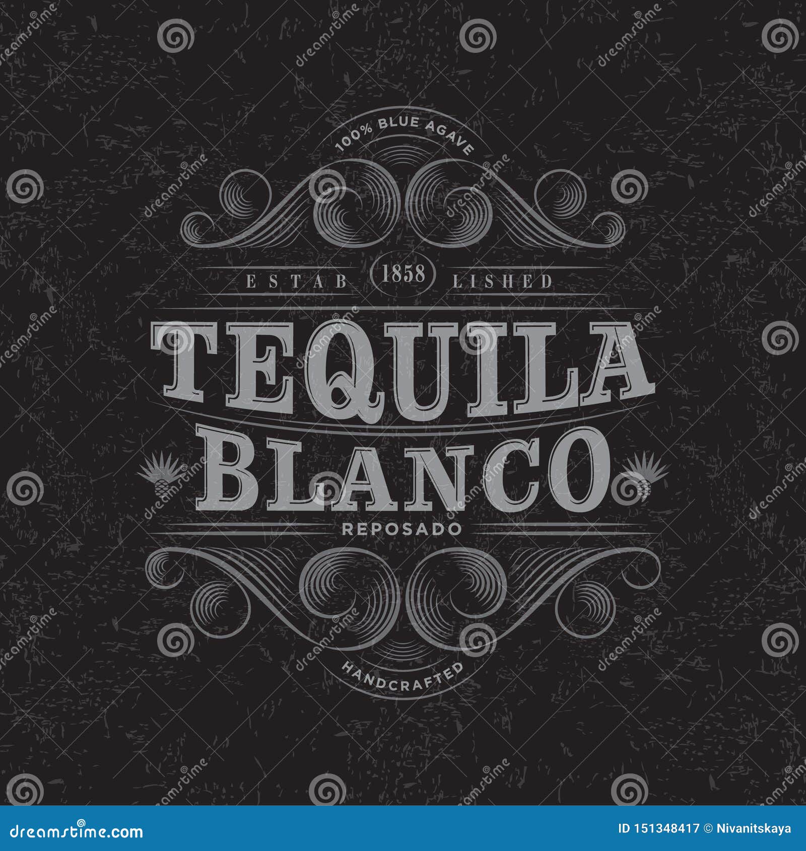 Tequila Blanco Logo. Tequila Blanco Label. Premium Packaging Design ...
