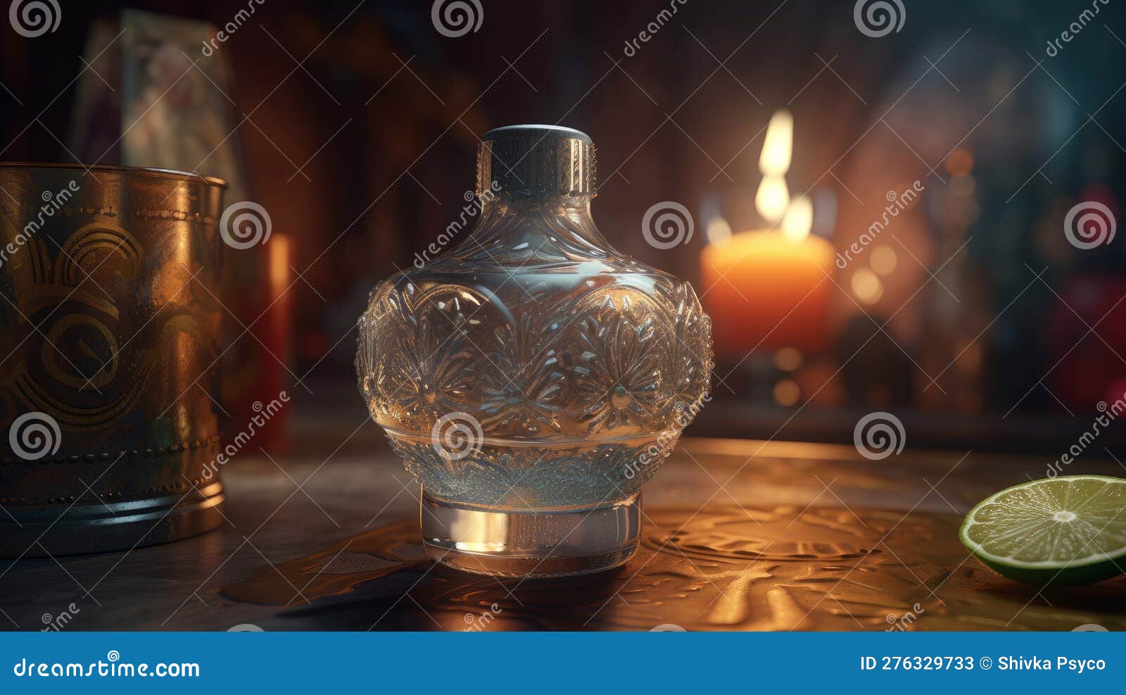 Tequila Bottle Light Particles Generative AI Stock Illustration ...