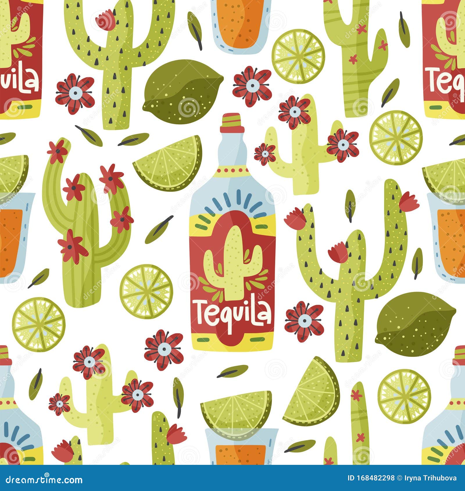 Tequila Drink Vector Seamless Pattern. Stock Vector - Illustration of ...