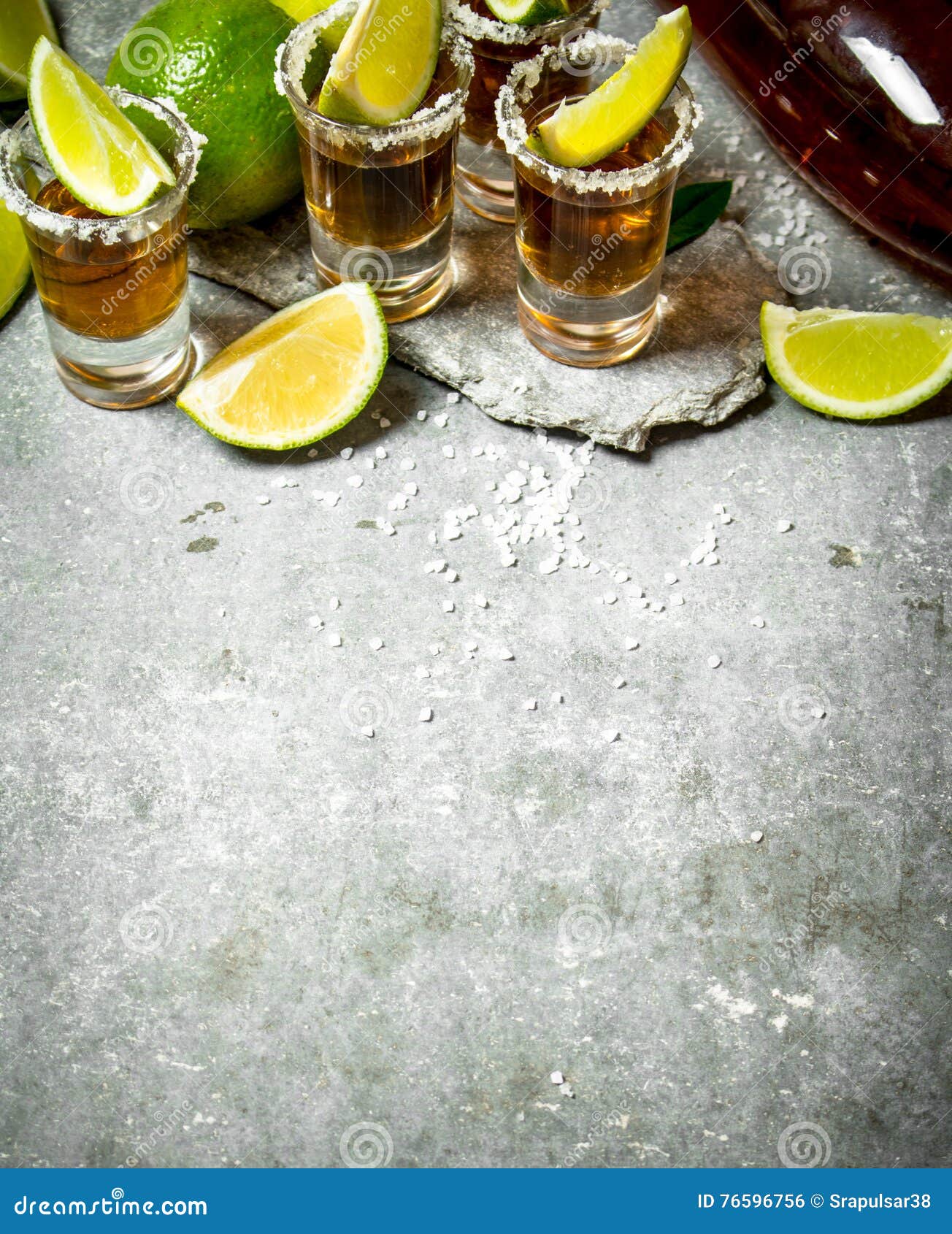 Tequila with Salt and Lime Slices. Stock Photo - Image of mexico ...