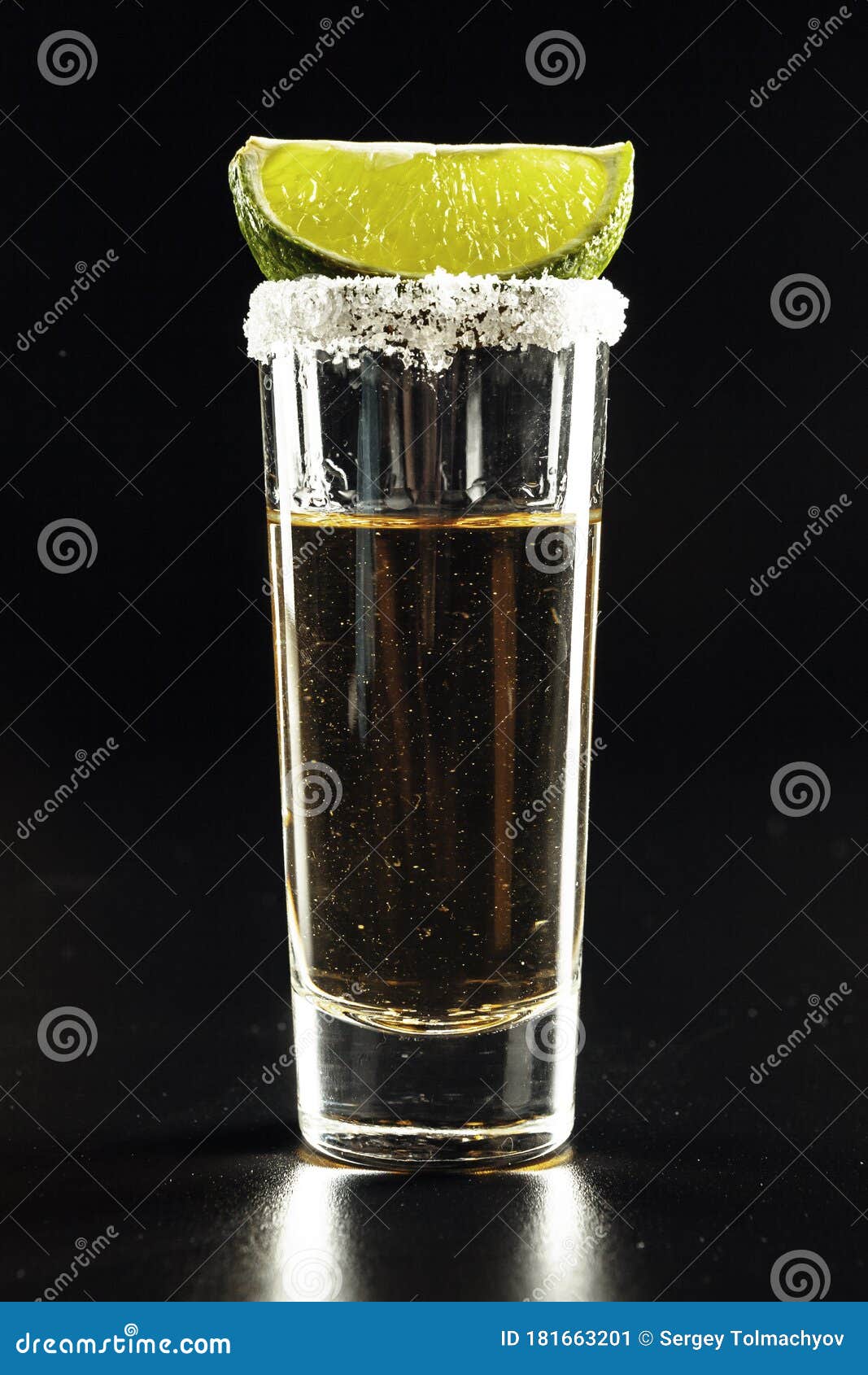 Tequila Shot With Lime, A Mexican Alcohol Drink On A Teal Blue ...