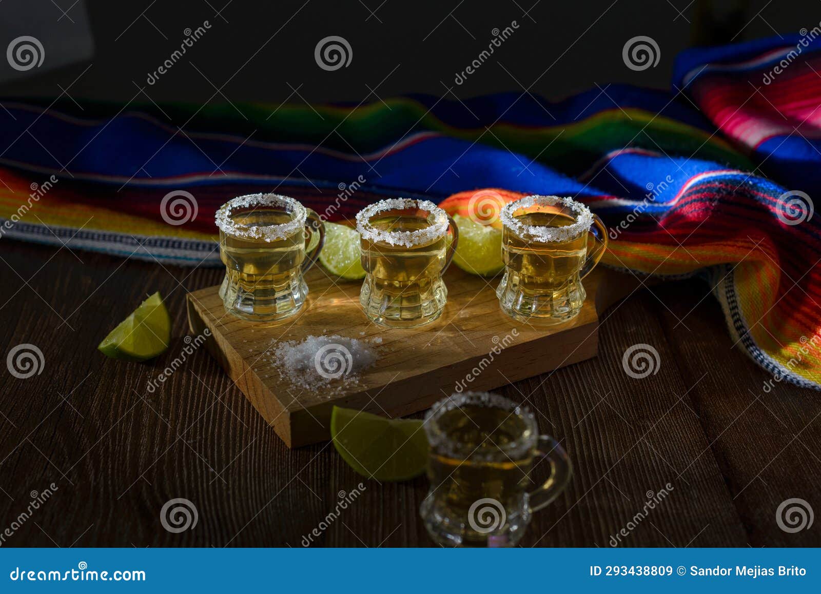 Tequila Shots with Salt and Lime on a Bar Table. Shots of Tequila Stock ...