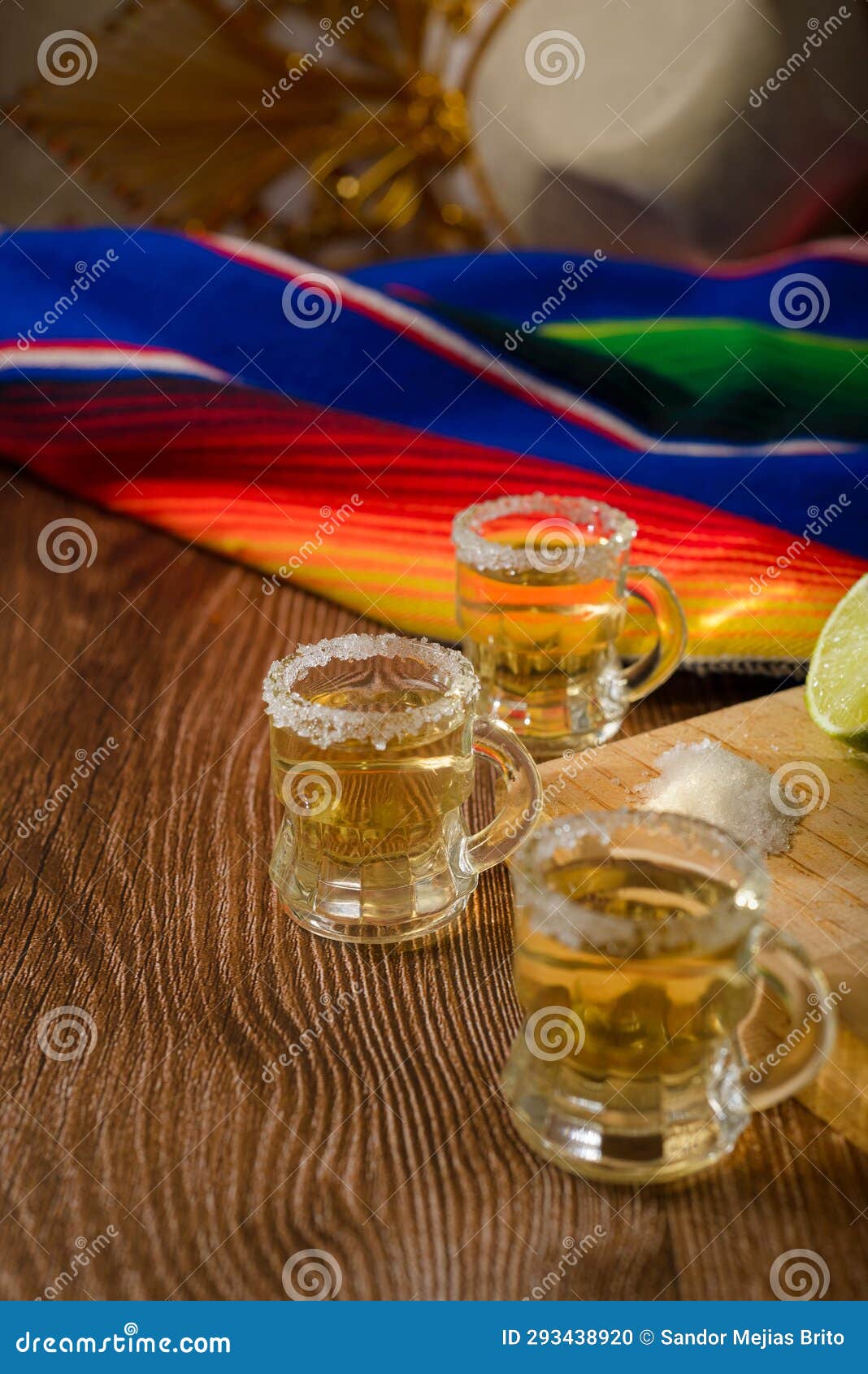 Tequila Shots with Salt and Lime on a Bar Table. Shots of Tequila Stock ...