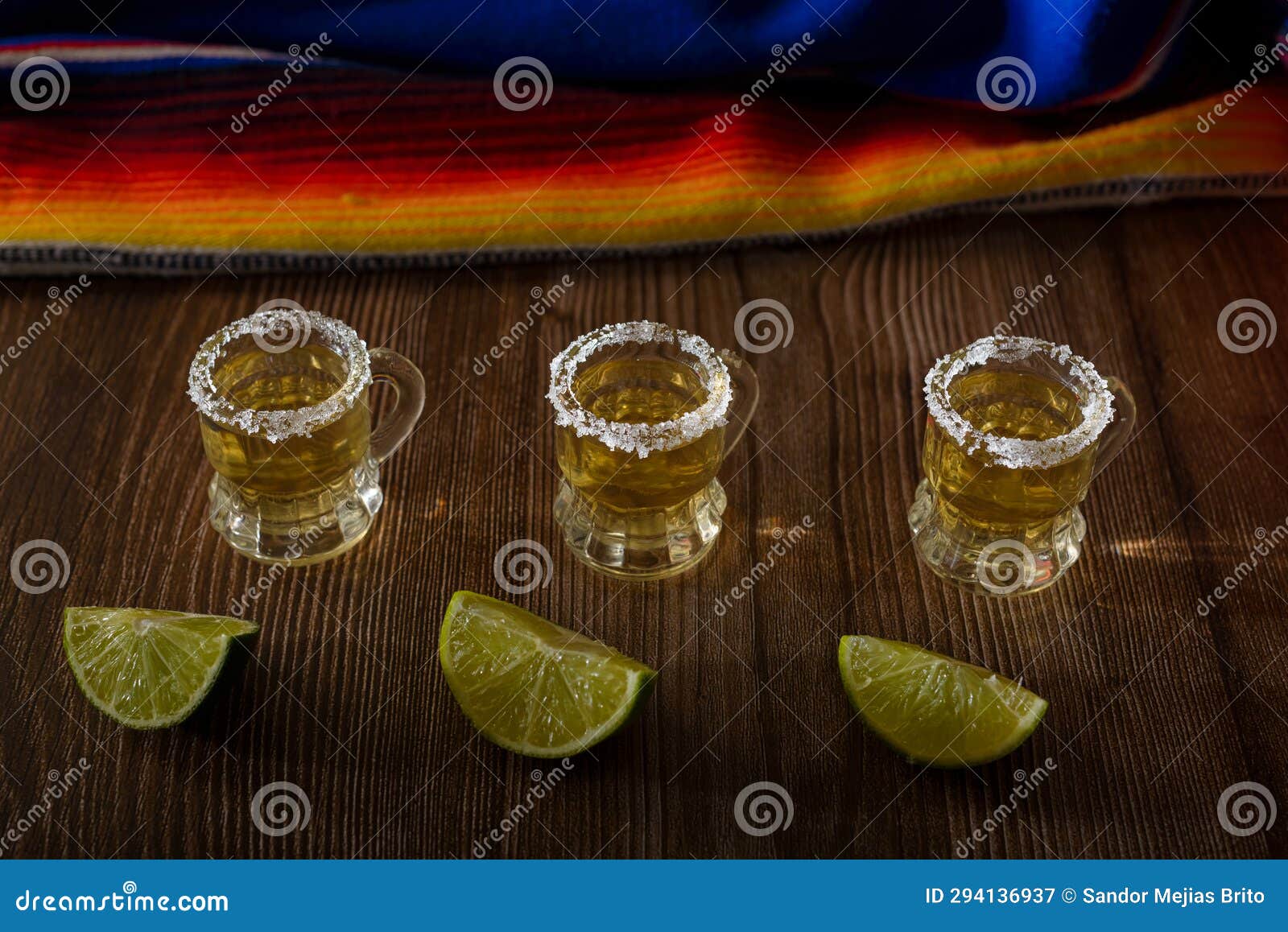 Tequila Shots with Salt and Lime on a Bar Table. Stock Image - Image of ...