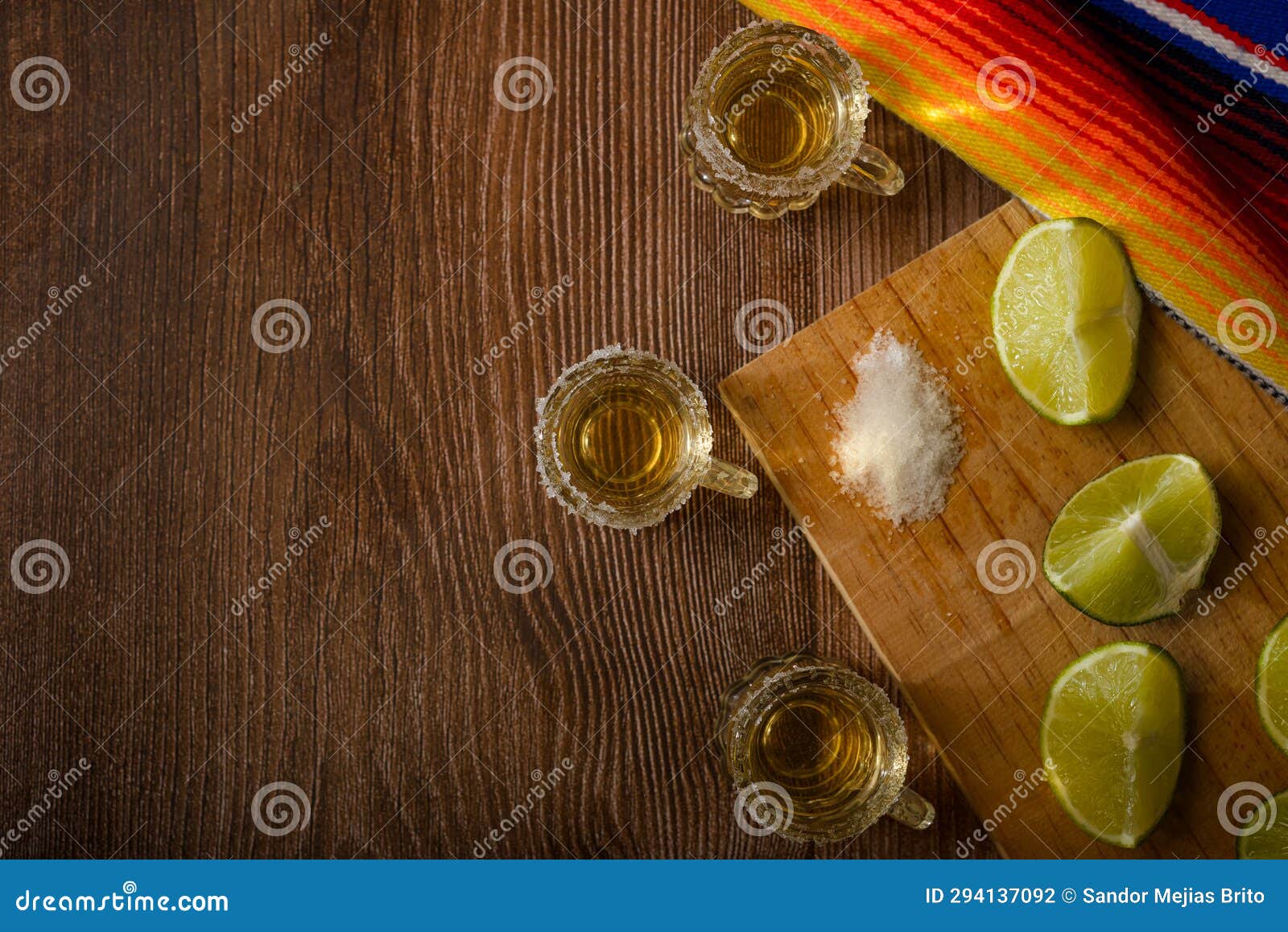 Tequila Shots with Salt and Lime on a Bar Table. Stock Photo - Image of ...