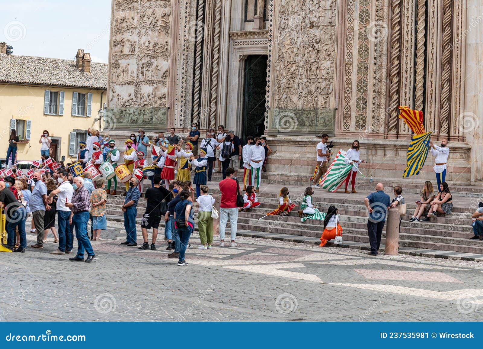 Medieval Flag-wavers at a Procession in Orvieto. Ter, Italy Editorial ...