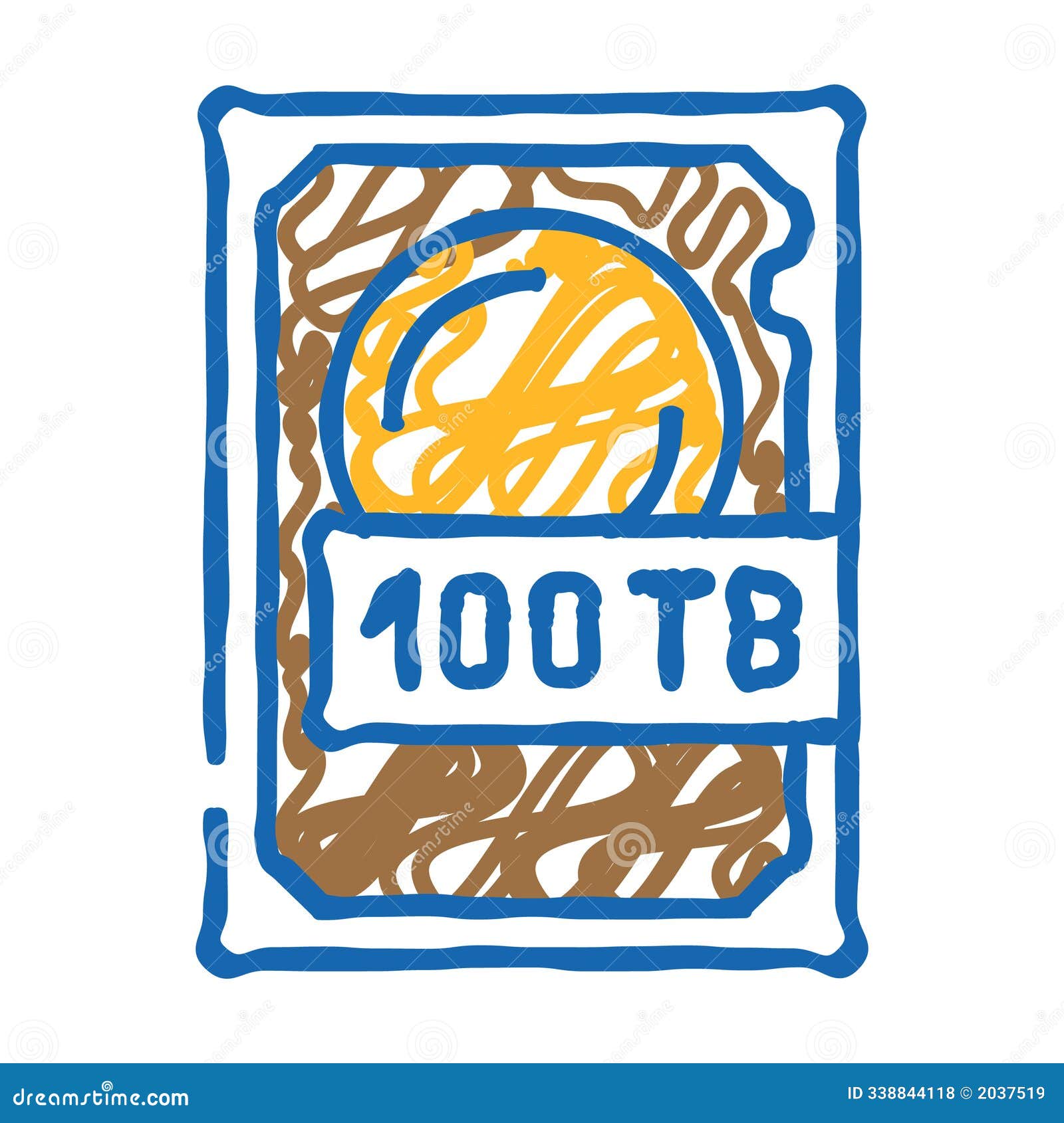 100 Terabyte Hard Drive Future Technology Icon Doodle Illustration ...