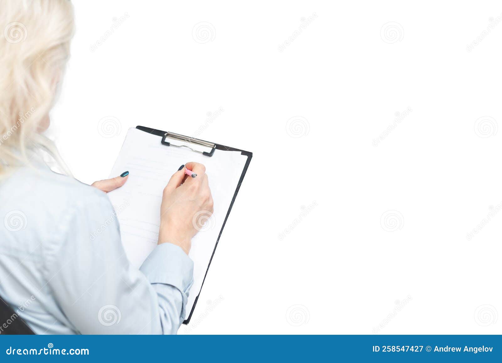 Terapeuta Tomando Notas Sobre Fondo Blanco Imagen de archivo - Imagen ...