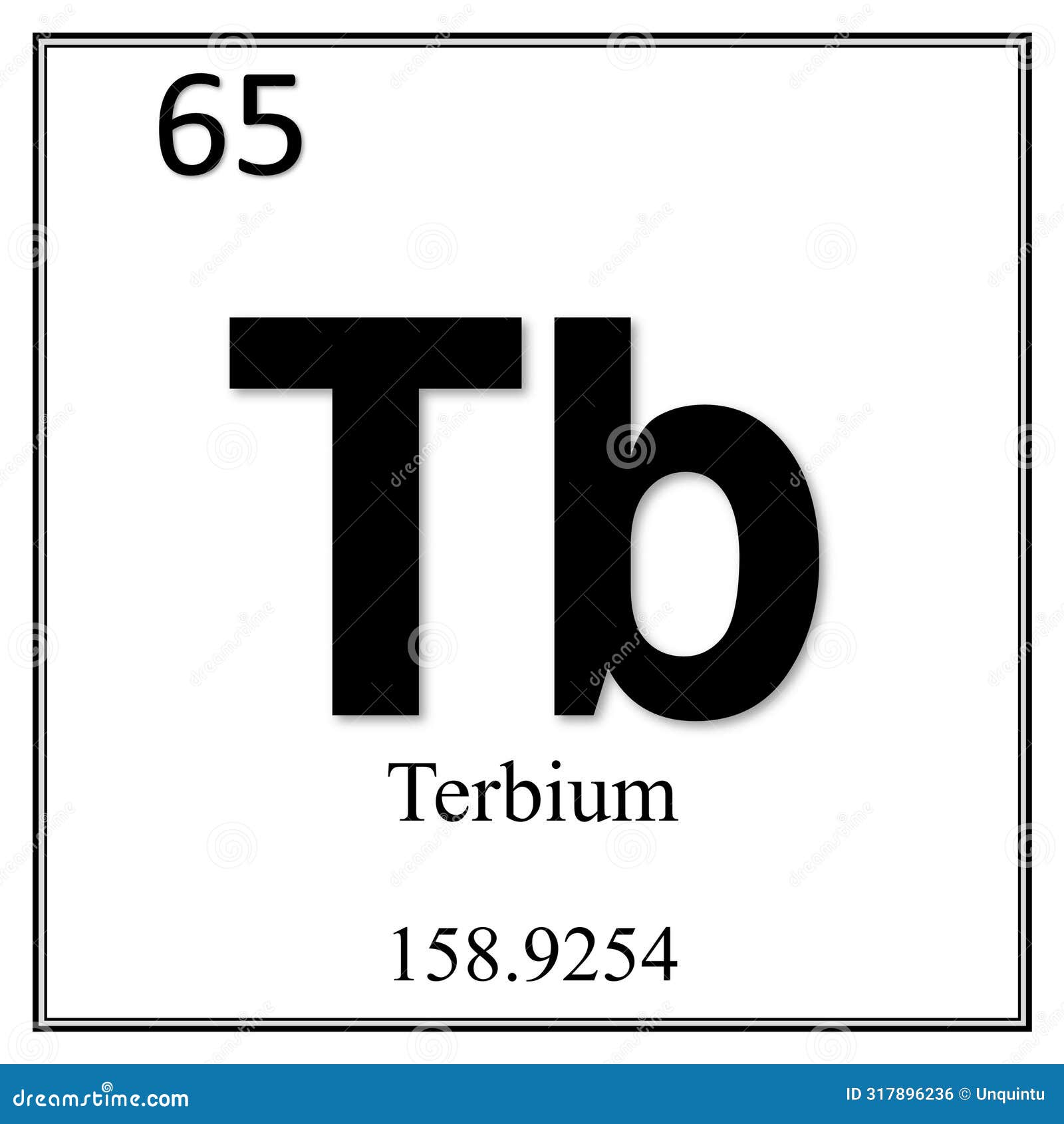 Terbium Chemical Element Symbol on White Background Stock Illustration ...