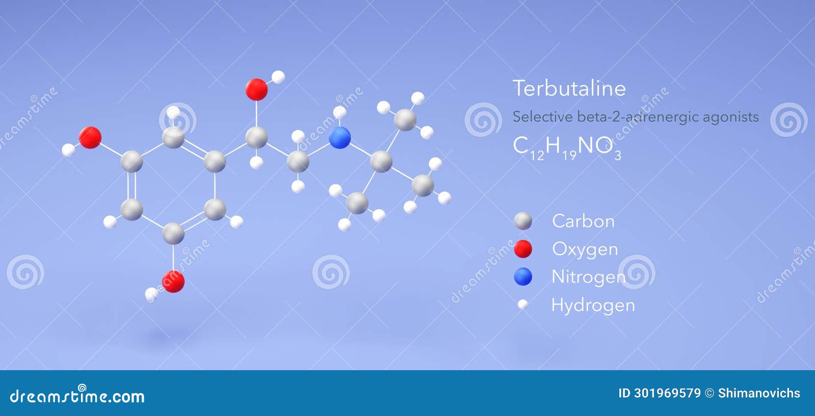 Terbutaline Molecule, Molecular Structures, Bricanyl, 3d Model ...