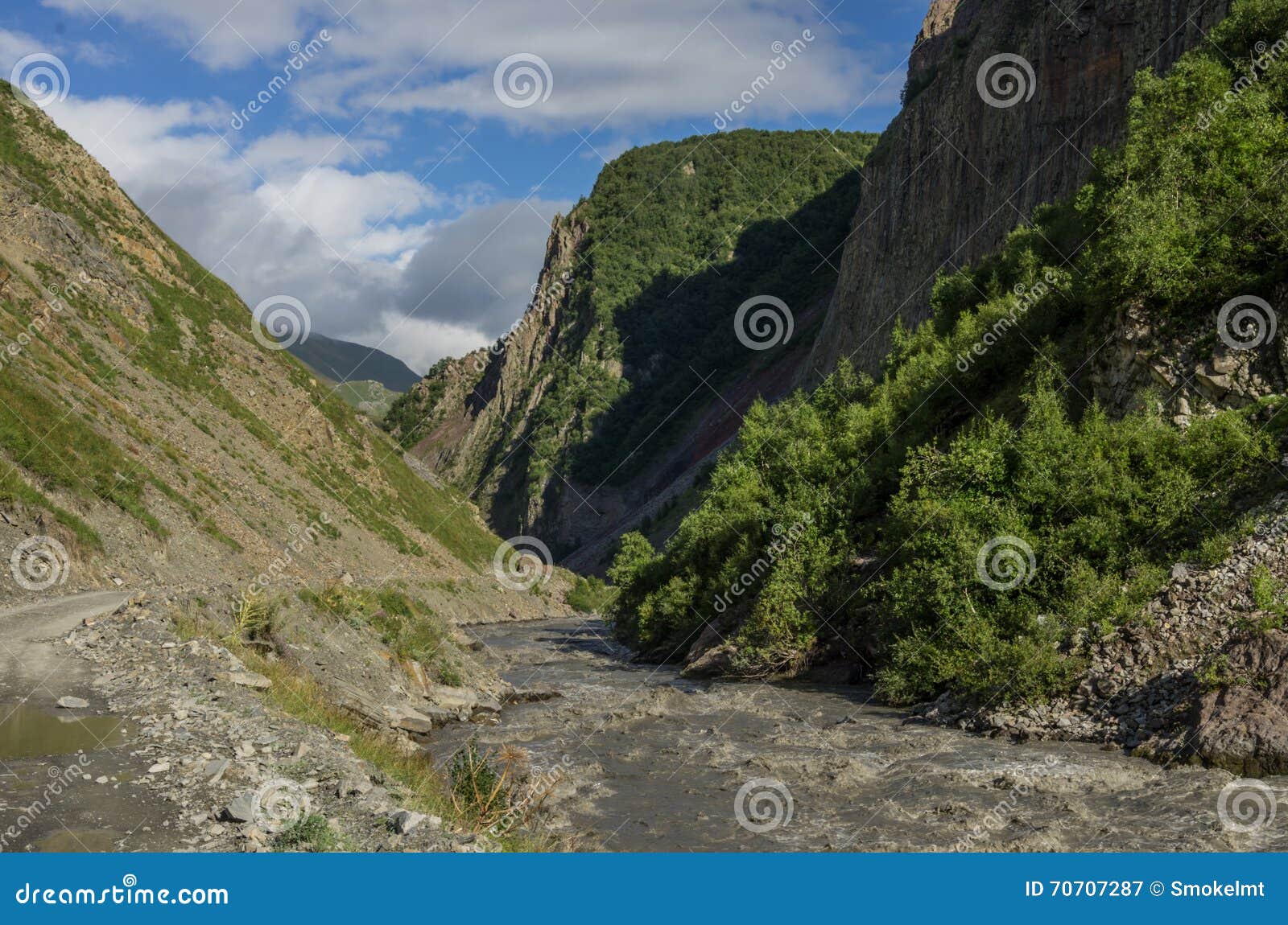Terek River in Thurso Mountain Valley. Mtskheta-Mtianeti Region ...