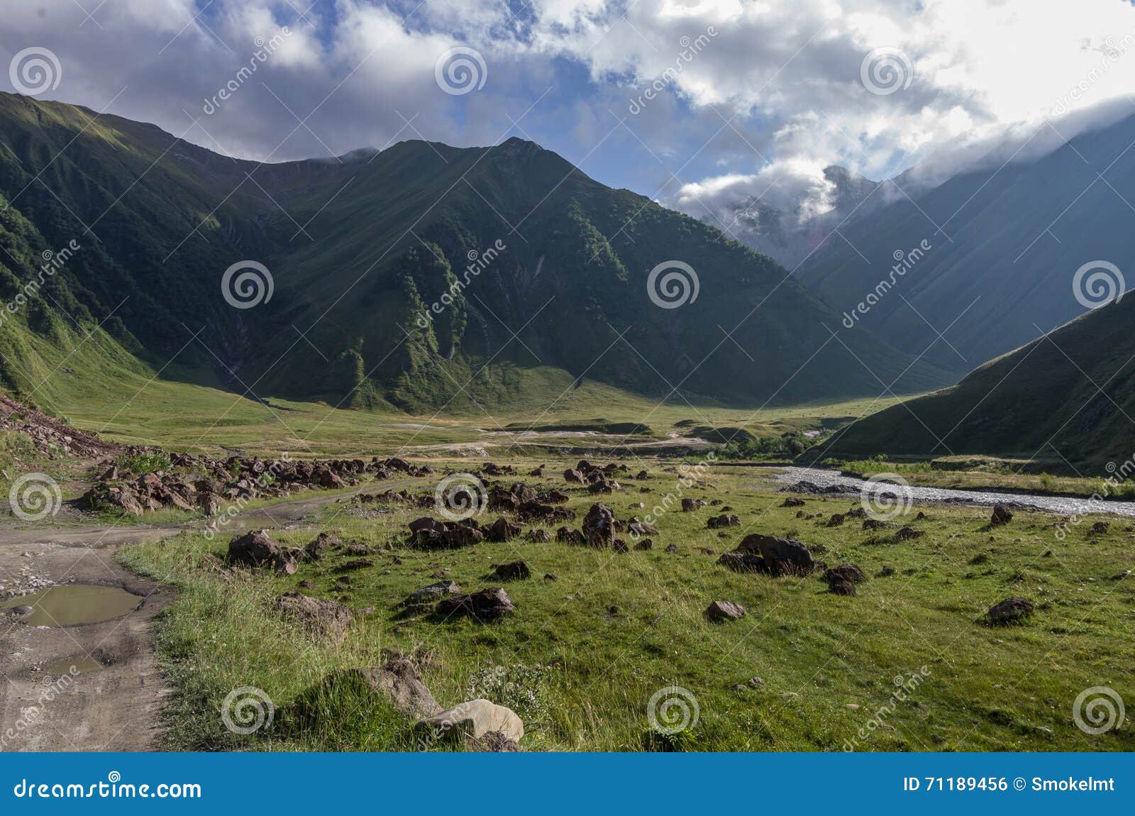 Terek River in Thurso Mountain Valley. Mtskheta-Mtianeti Region Stock ...