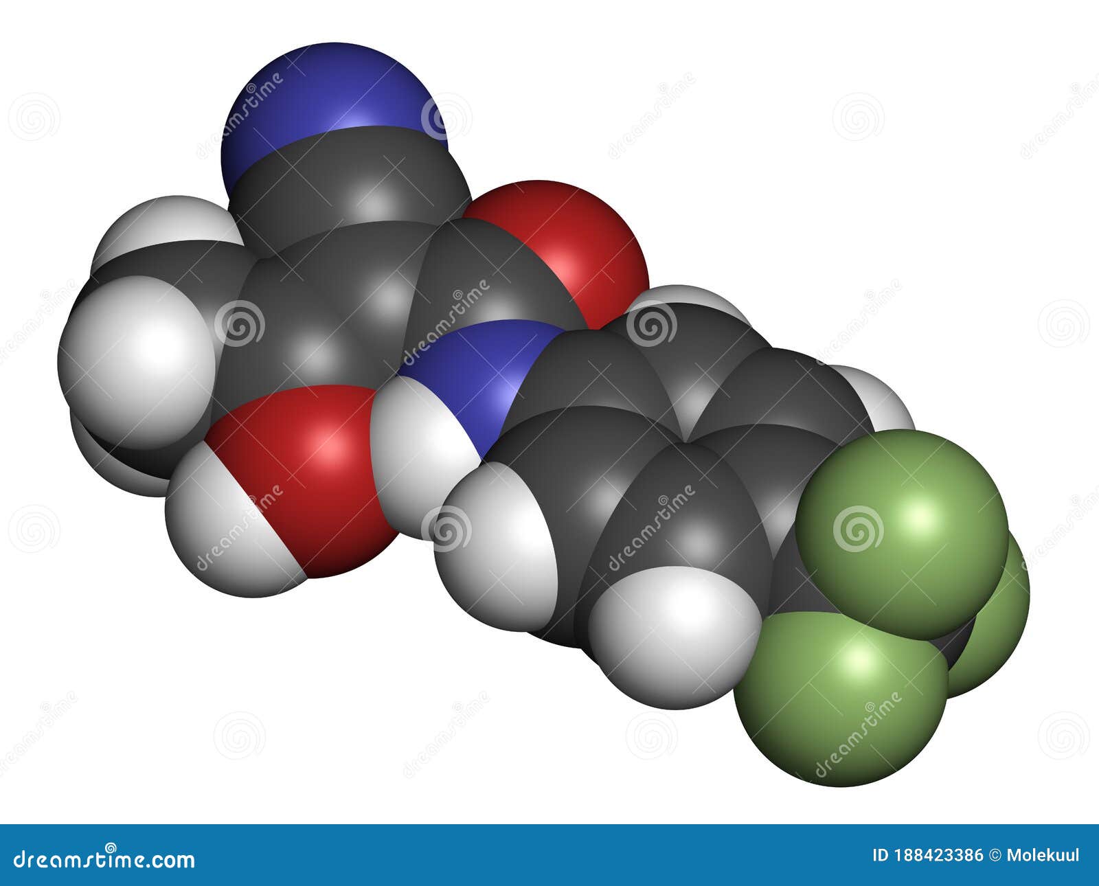 Teriflunomide Multiple Sclerosis MS Drug Molecule. Atoms are ...