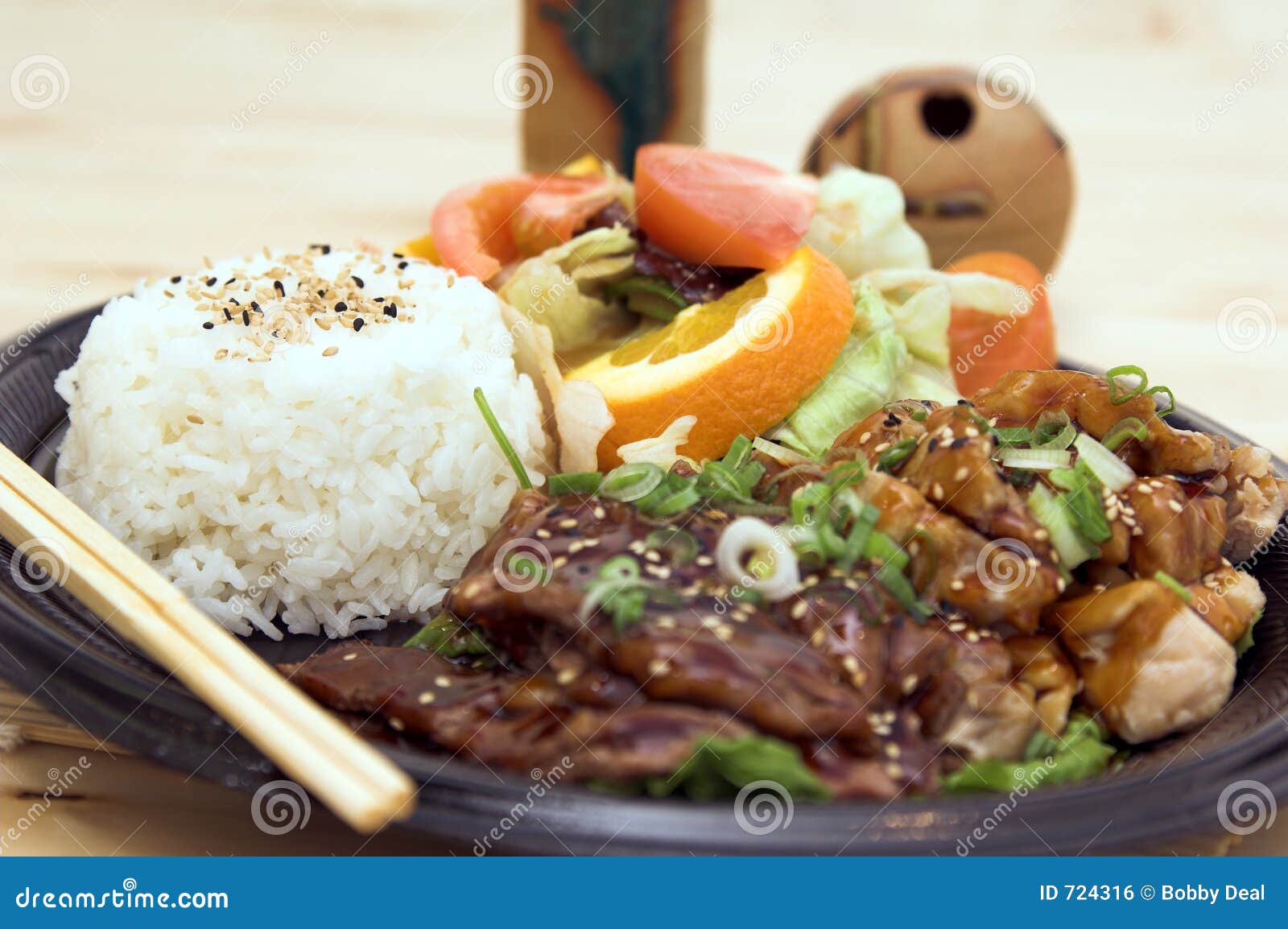 Teriyaki Combo Plate stock photo. Image of white, japanese - 724316