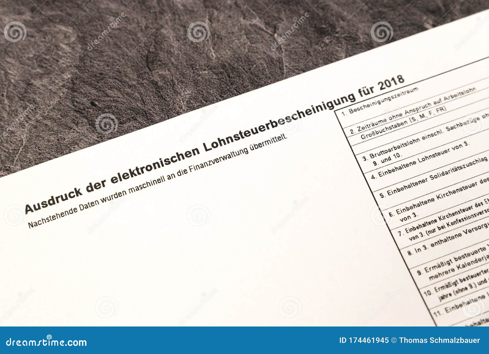 The Term `Printout of the Electronic Wage Tax Statement for 2018` in ...