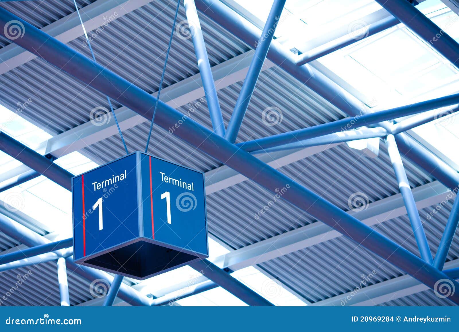 Terminal 1 Sign in Airport Interior Stock Photo - Image of lighted ...