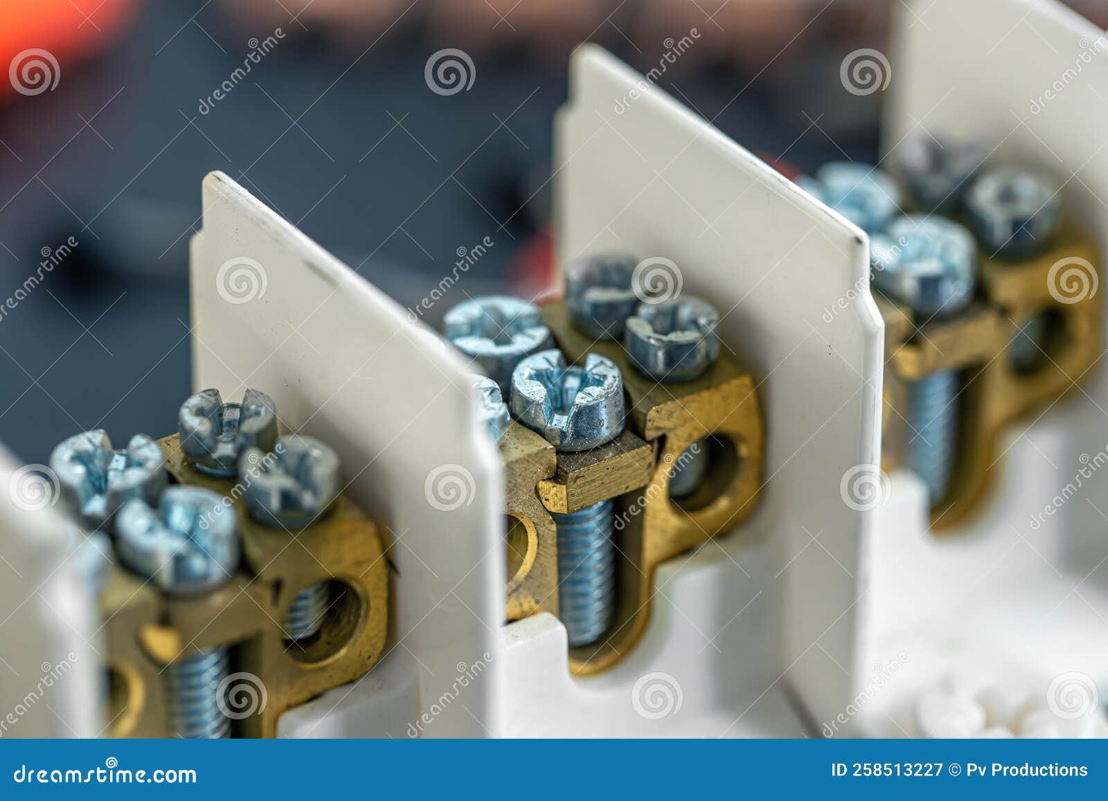 Terminal Blocks and Distribution Blocks, Close Up. Stock Image - Image ...