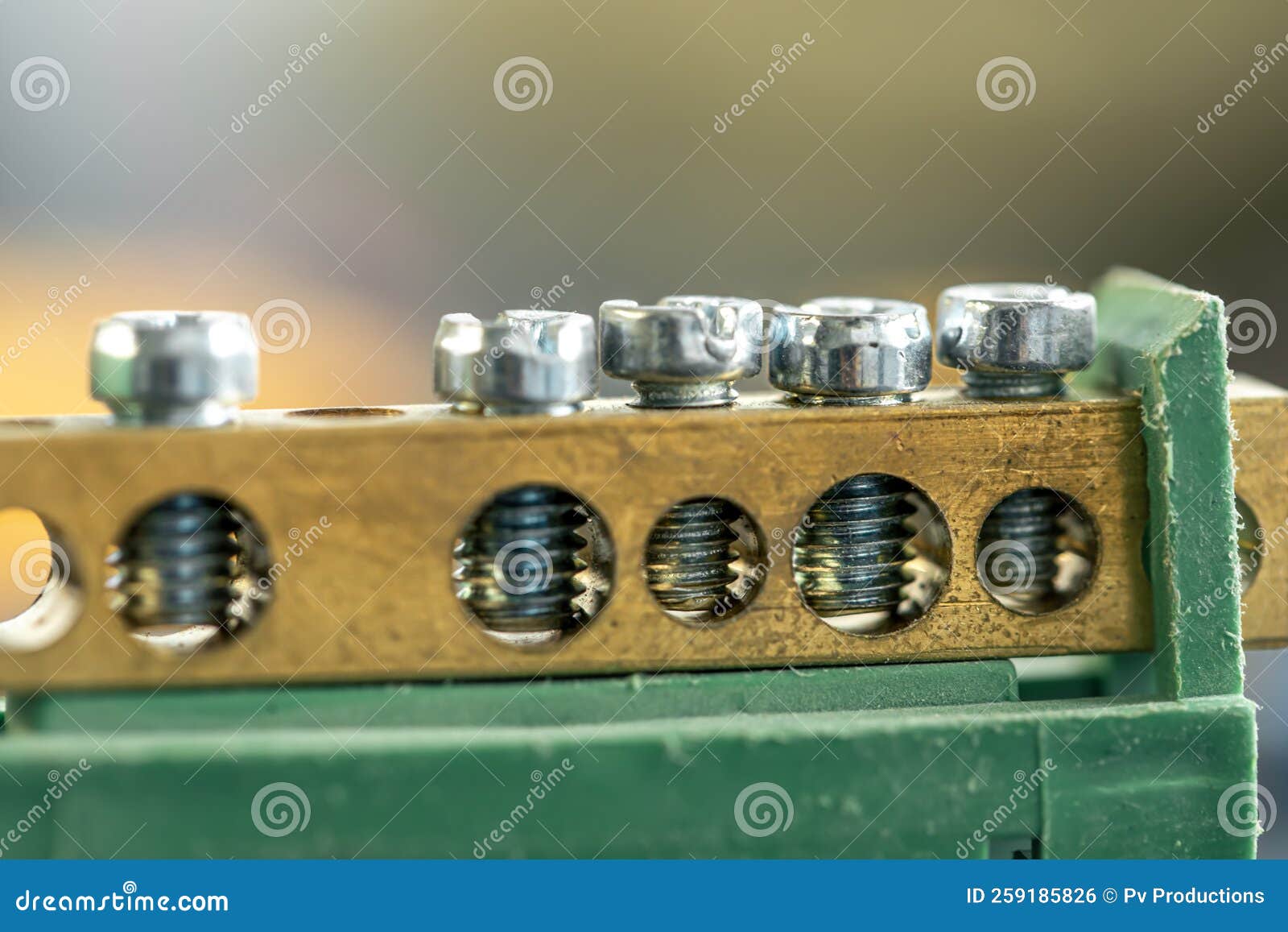 Terminal Blocks and Distribution Blocks, Close Up. Stock Photo - Image ...