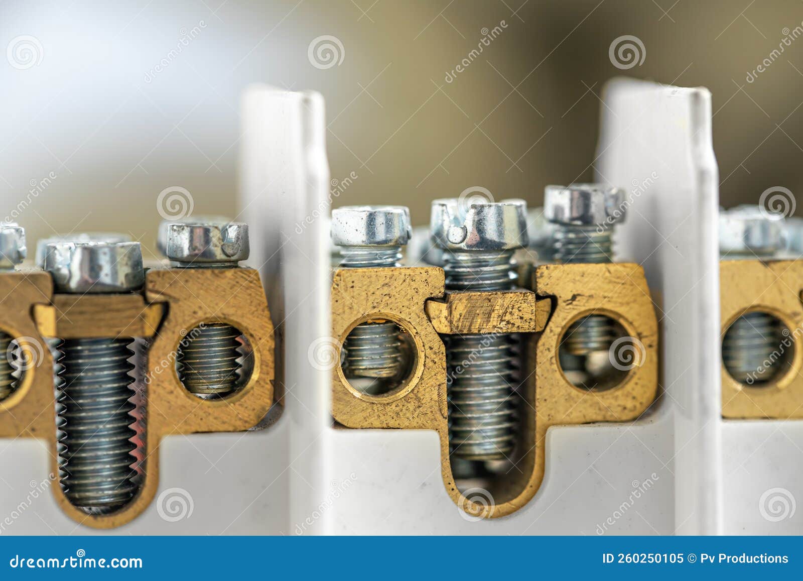 Terminal Blocks and Distribution Blocks, Close Up. Stock Image - Image ...