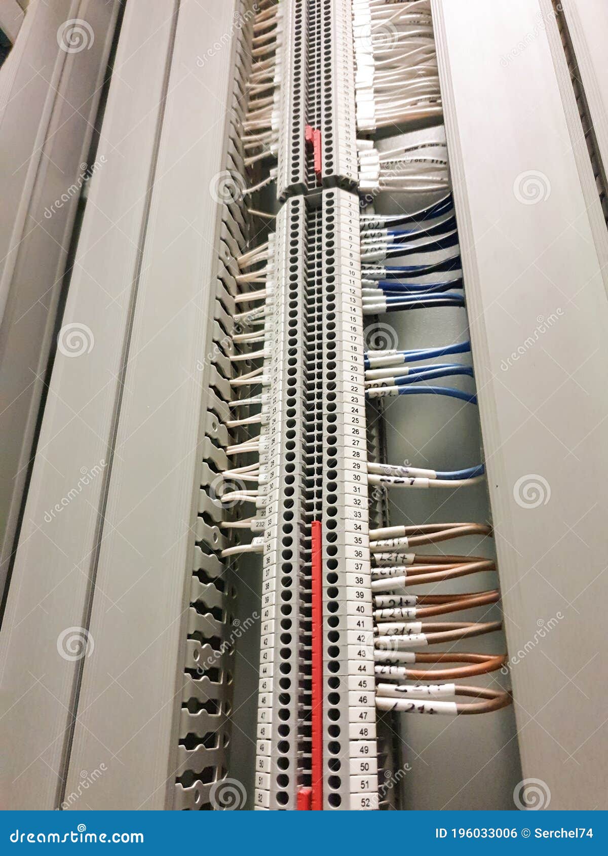 Terminal Connections of Wires in the Switch Cabinet. Electric Wires ...