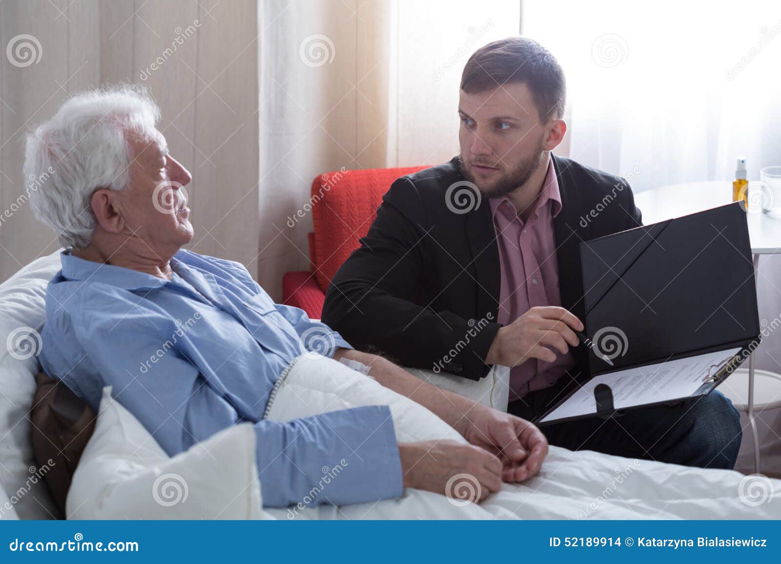 Terminal Patient Talking with Notary Stock Photo - Image of probate ...