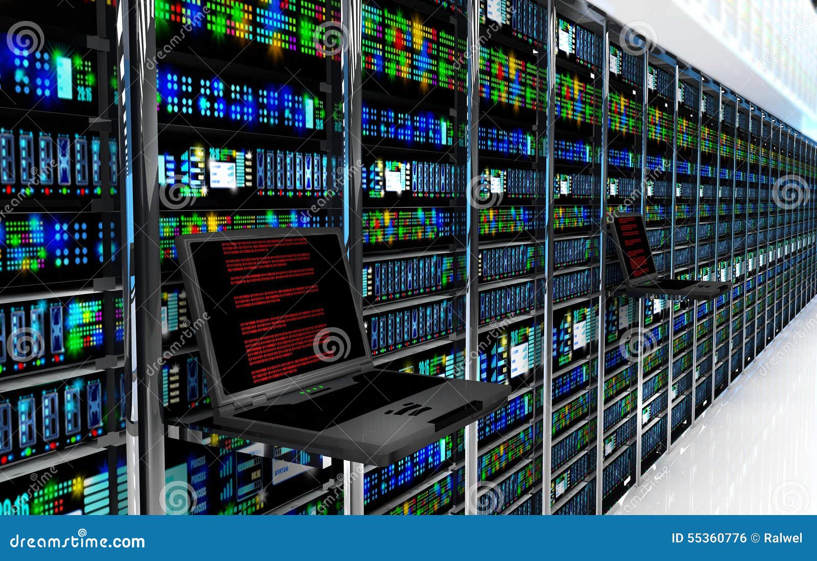 Terminalmonitor Im Serverraum Mit Server Beansprucht in Datacenter ...