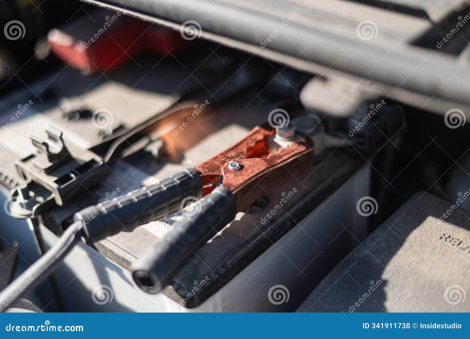 The Terminals are on the Car Battery for Charging. Stock Photo - Image ...