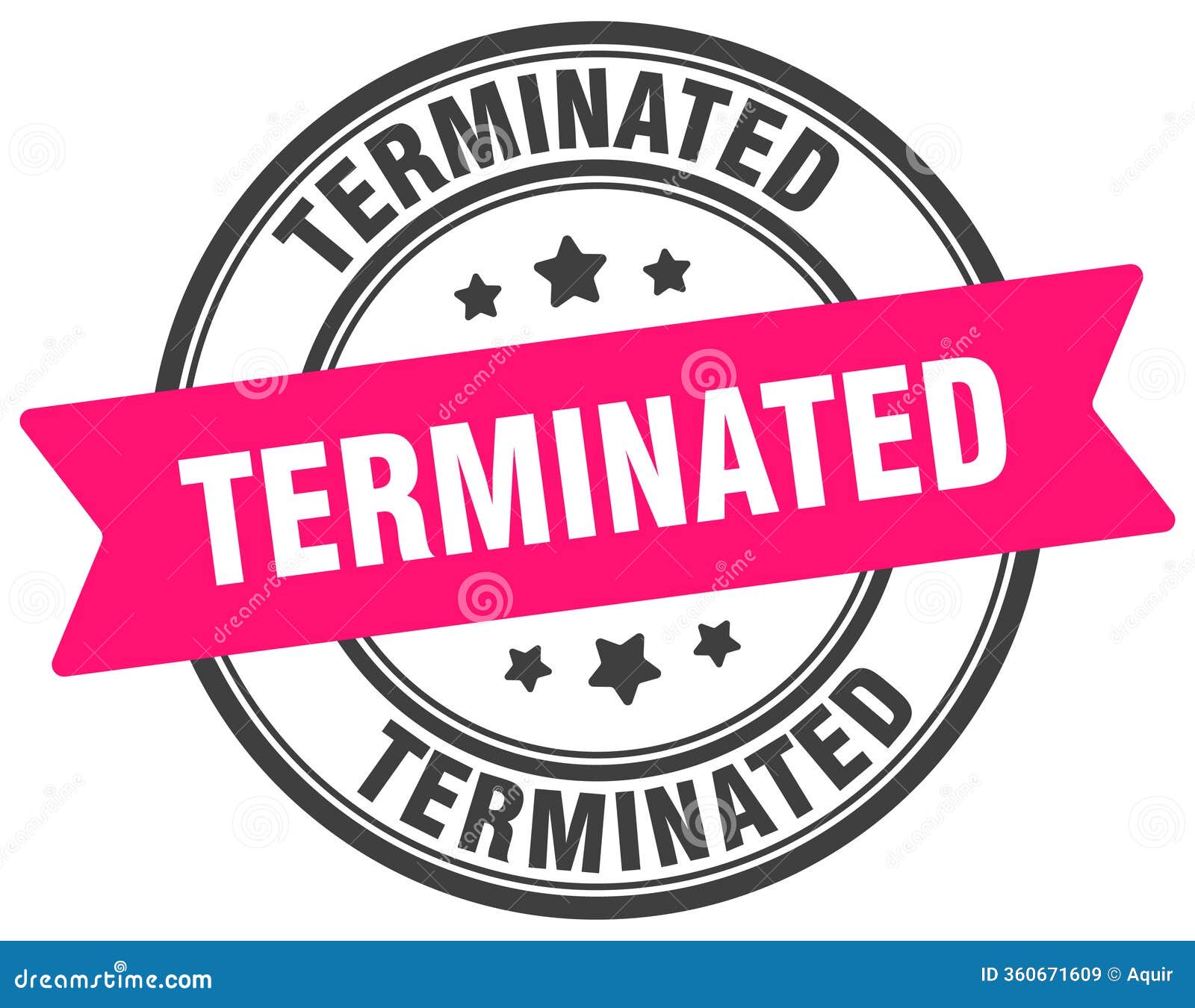 Terminated Stamp. Terminated Label On Transparent Background. Round ...
