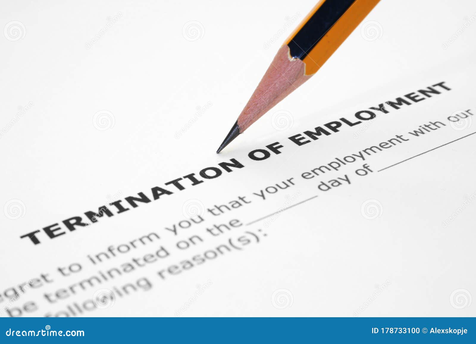 Termination of employment stock photo. Image of terminate - 178733100