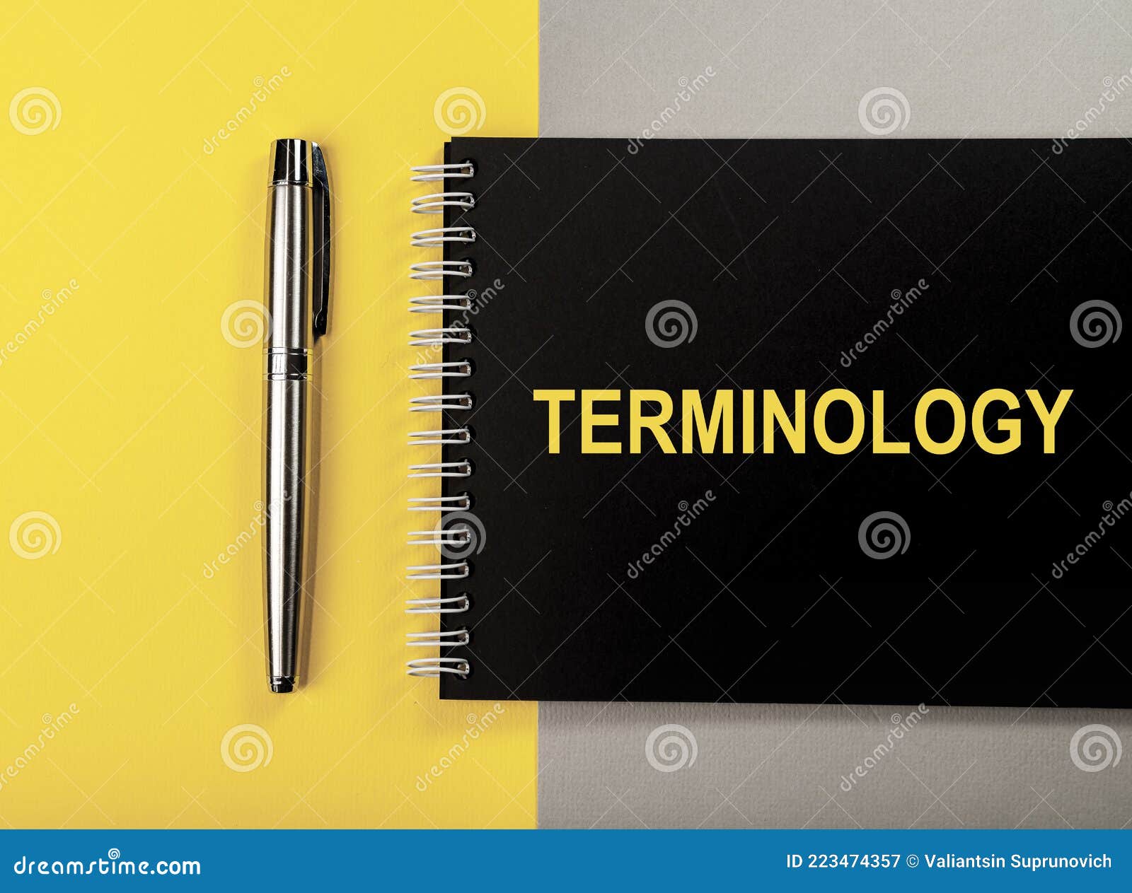Terminology Word on Black Notebook, Top View Stock Image - Image of ...