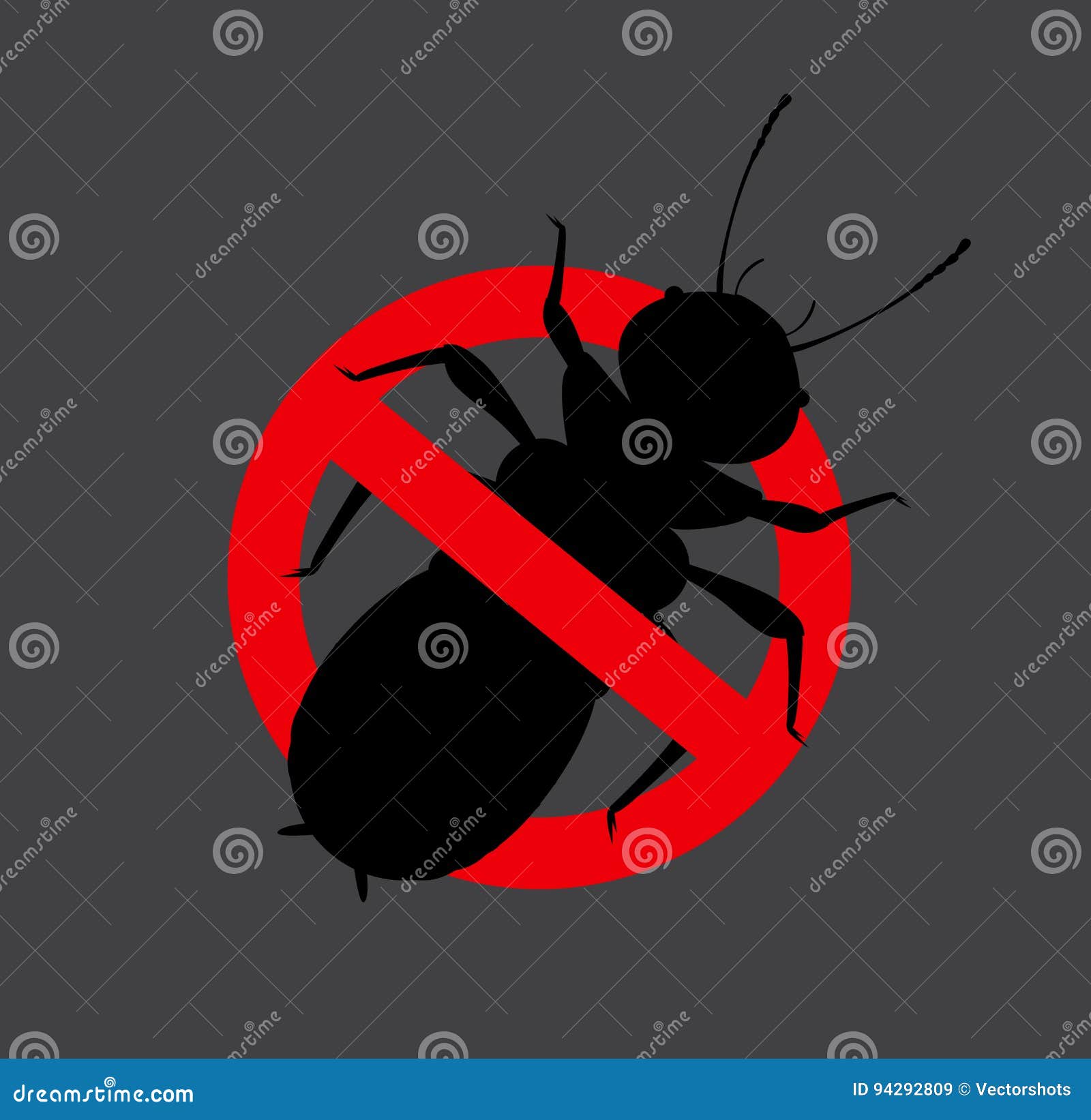 Termite In Prohibited Red Circle Sign Isolated On White Background ...