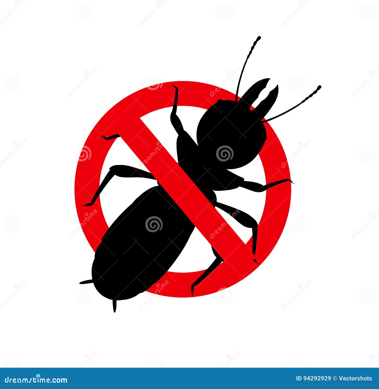 Termite In Prohibited Red Circle Sign Isolated On White Background ...