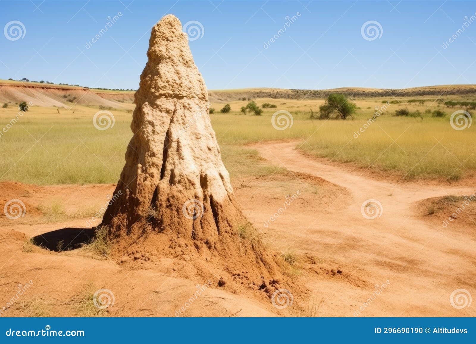 Termite Mound in African Savannah Stock Photo - Image of nature ...